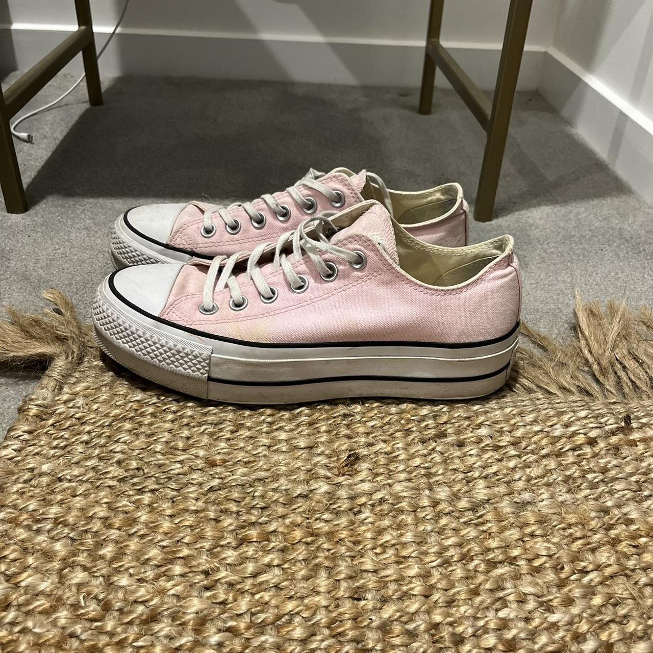 BABY PINK PLATFORM CONVERSE, in need of a clean and... - Depop