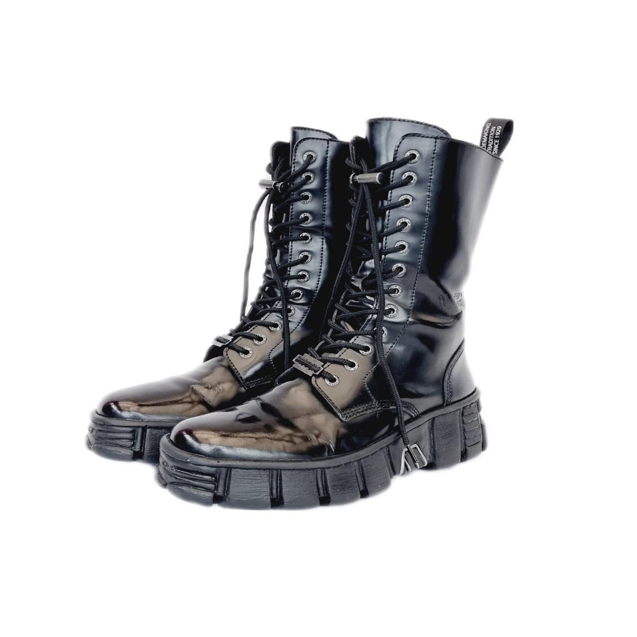 New Rock Women's Black and Silver Boots | Depop