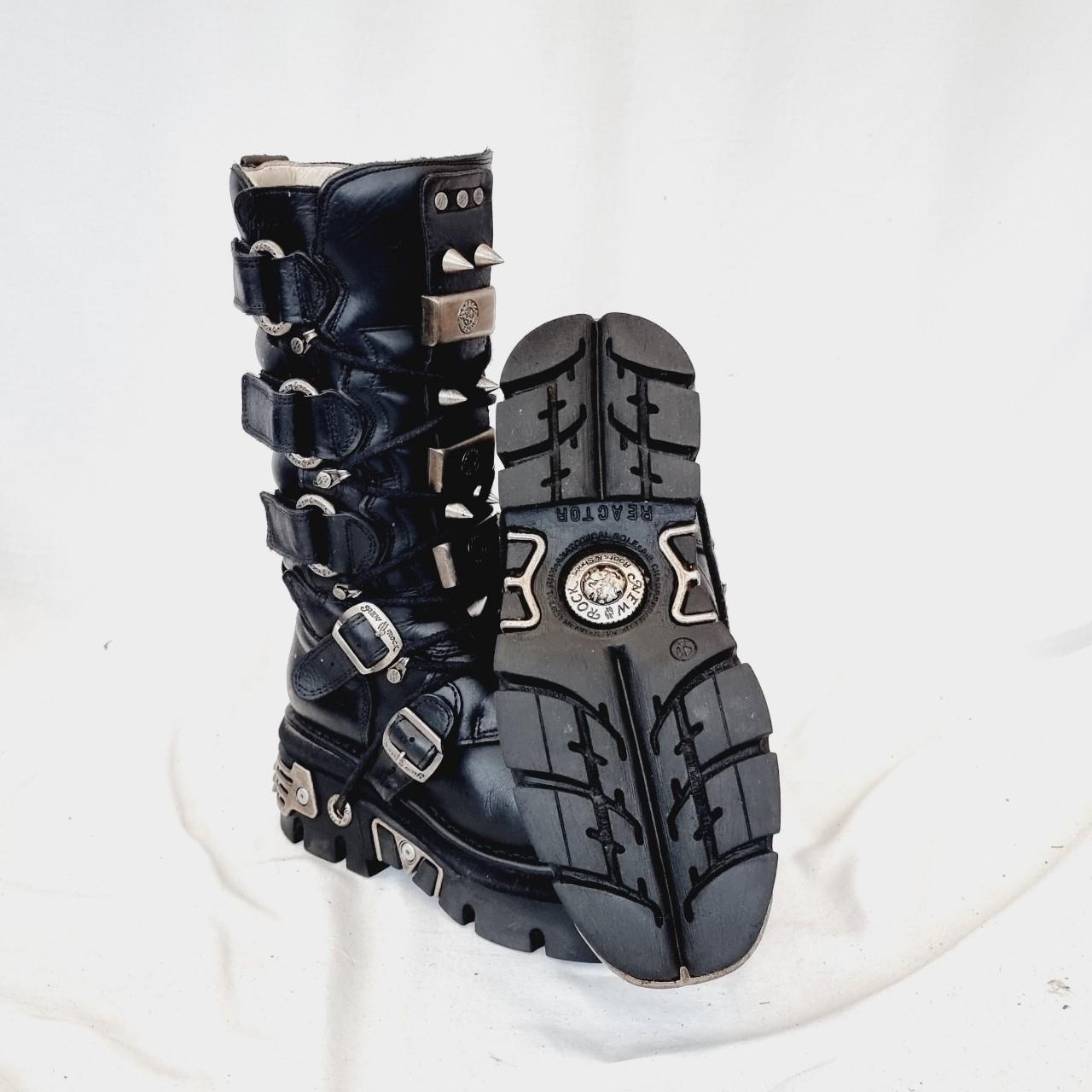 Leather and metal New Rock boots with lace up fronts... - Depop