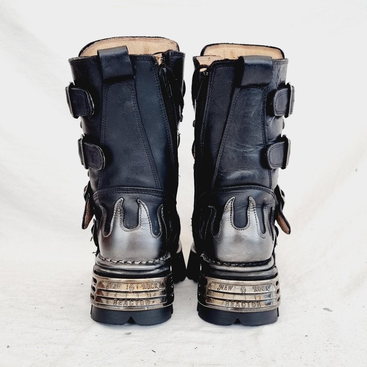 Leather and metal buckled New Rock boots. These... - Depop