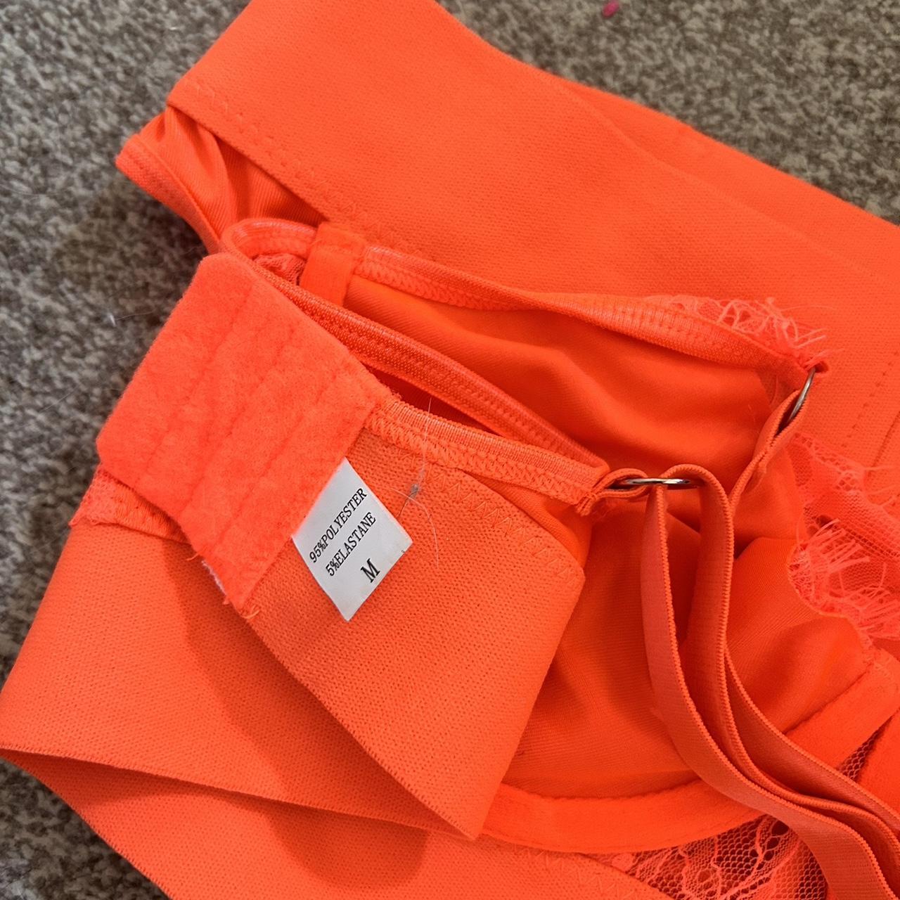 Neon orange bra and brief set Worn once for... - Depop