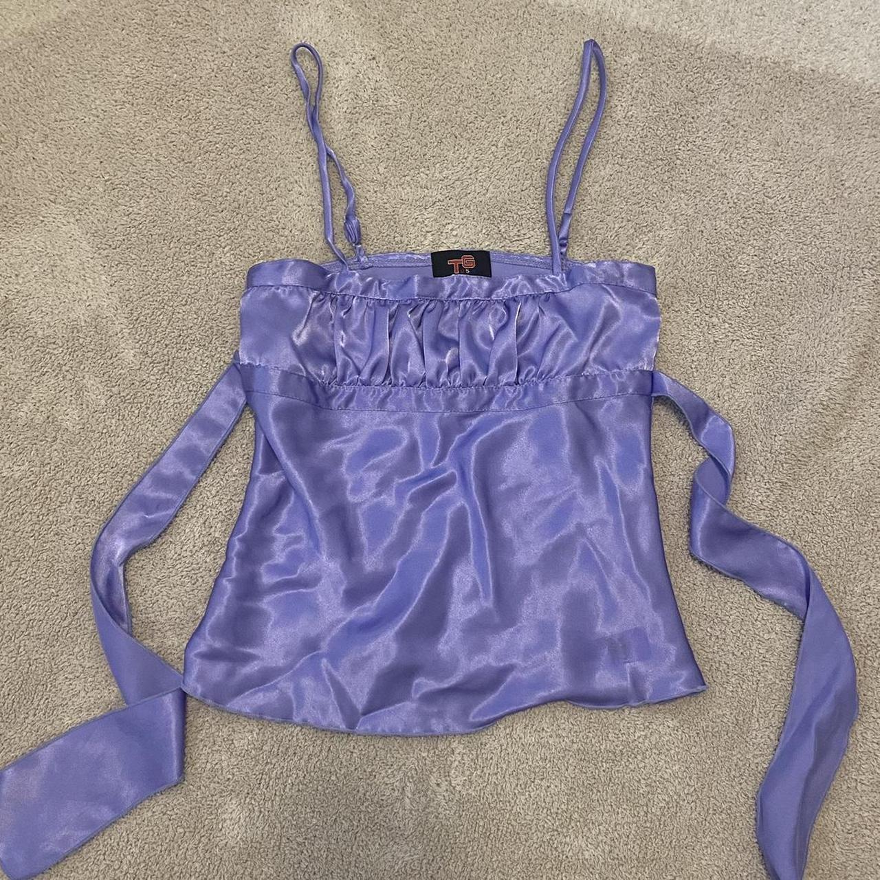 prettiest dainty purple spaghetti strap top with... - Depop