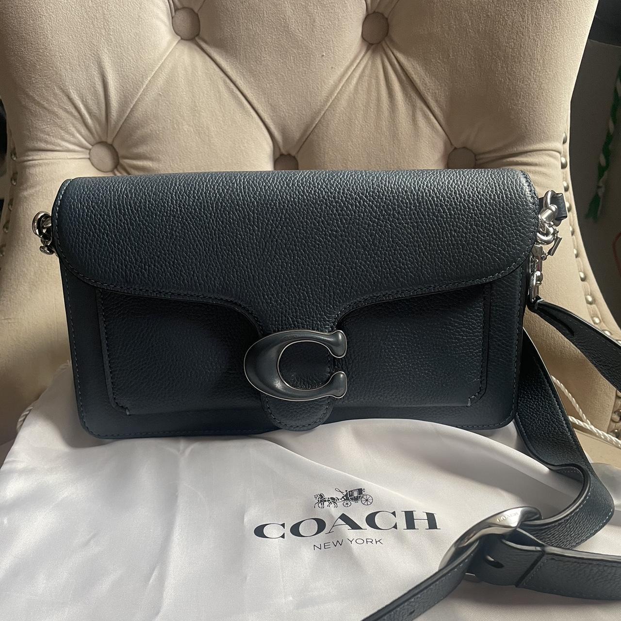 Coach tabby 26 leather shoulder bag in navy with... - Depop