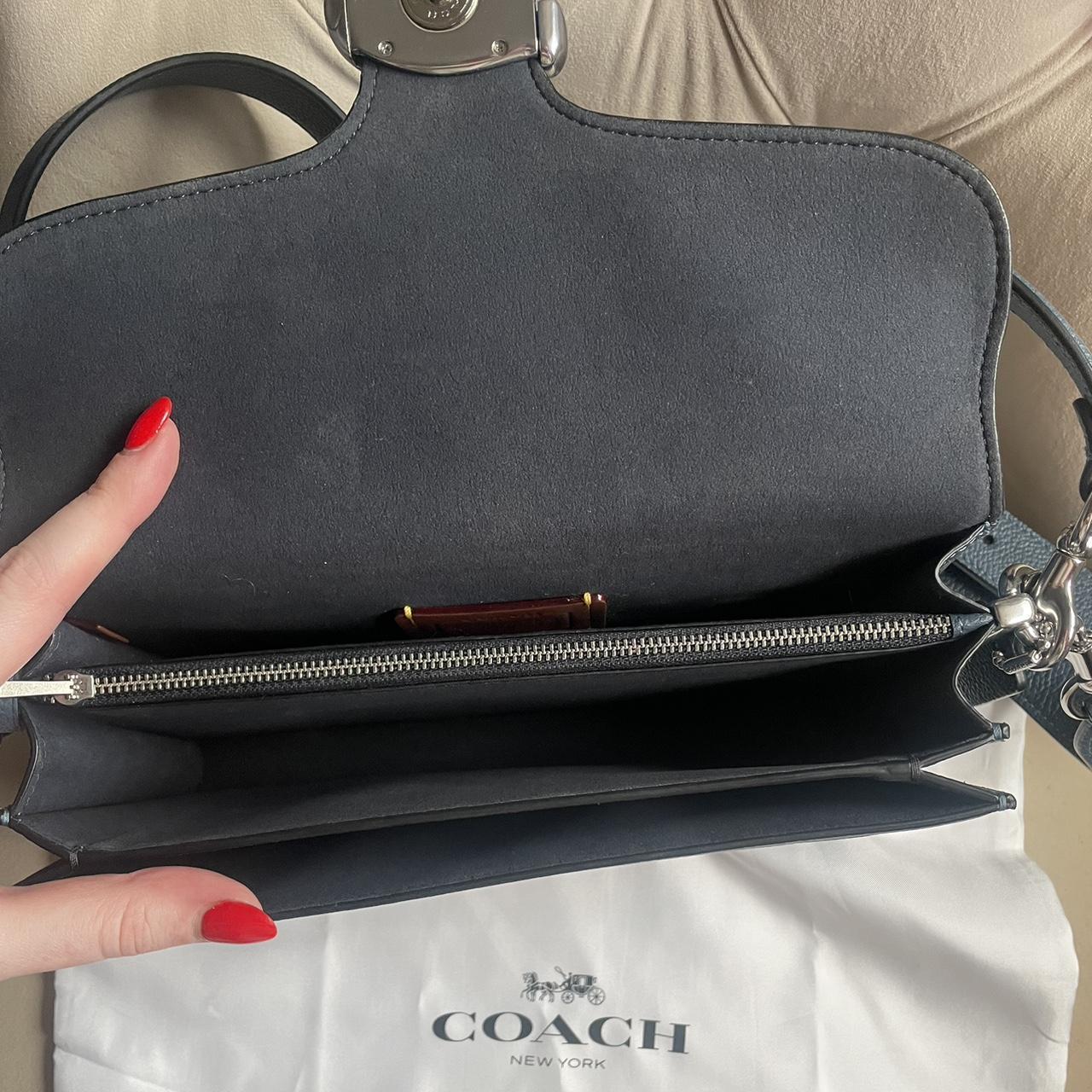 Coach tabby 26 leather shoulder bag in navy with... - Depop