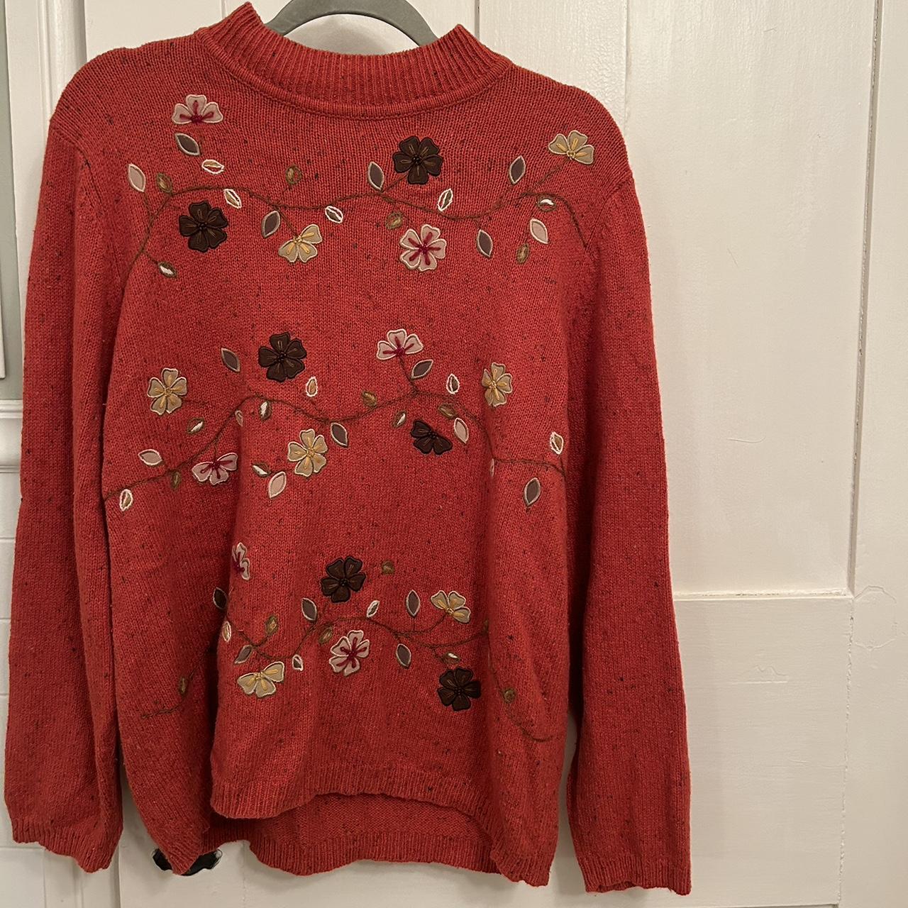 Autumnal embroidered grandma sweater. So perfect for... - Depop
