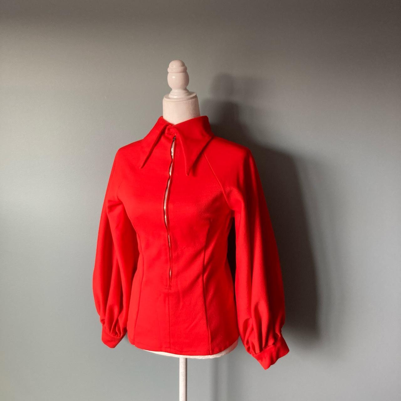 60s Vintage Top 70s Cherry Red Glam Rock Dagger... - Depop