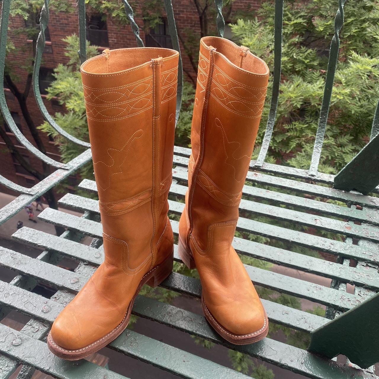 VINTAGE 70s CAMPUS FRYE BOOTS size 10 with longhorn... - Depop