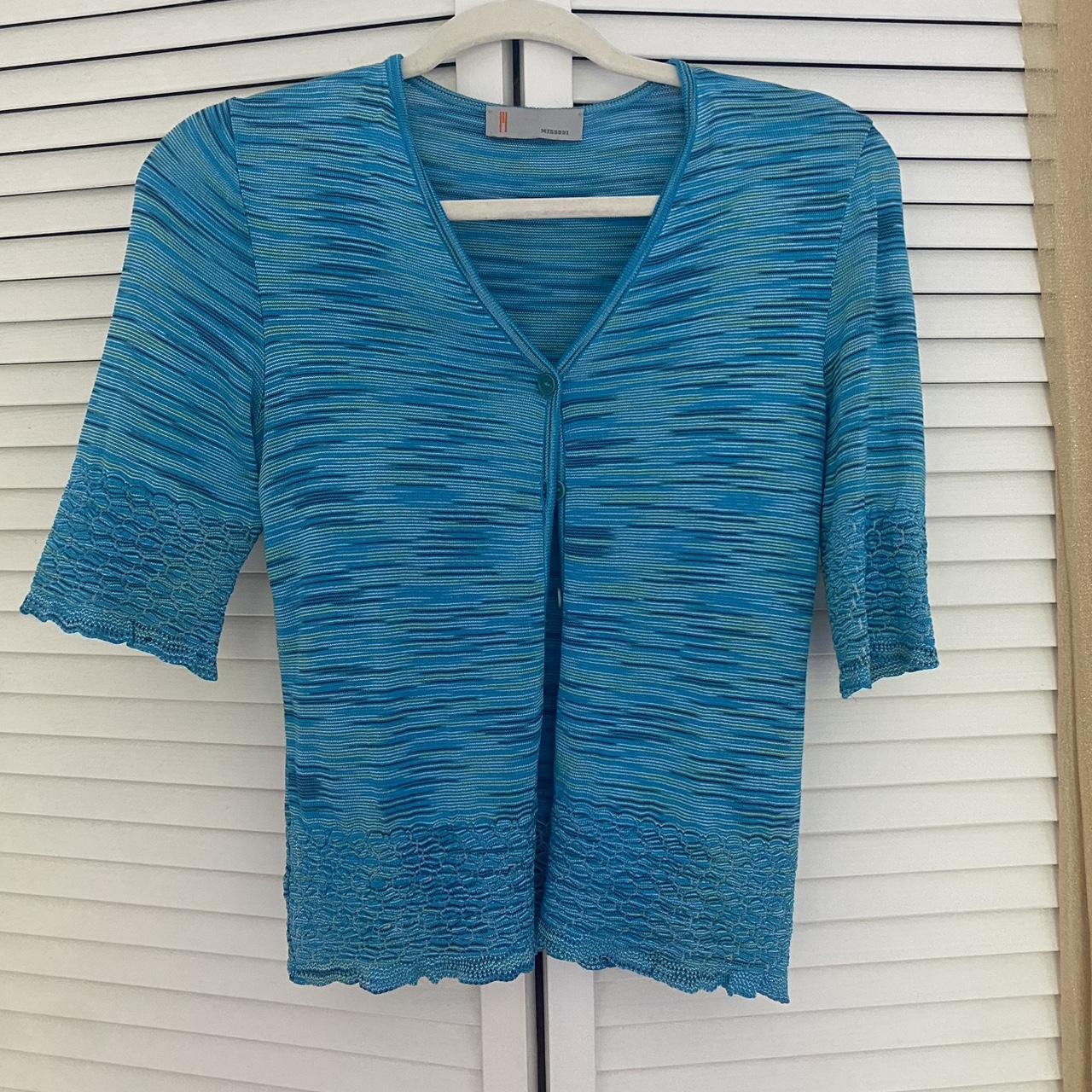 Missoni cropped blue sweater - Depop