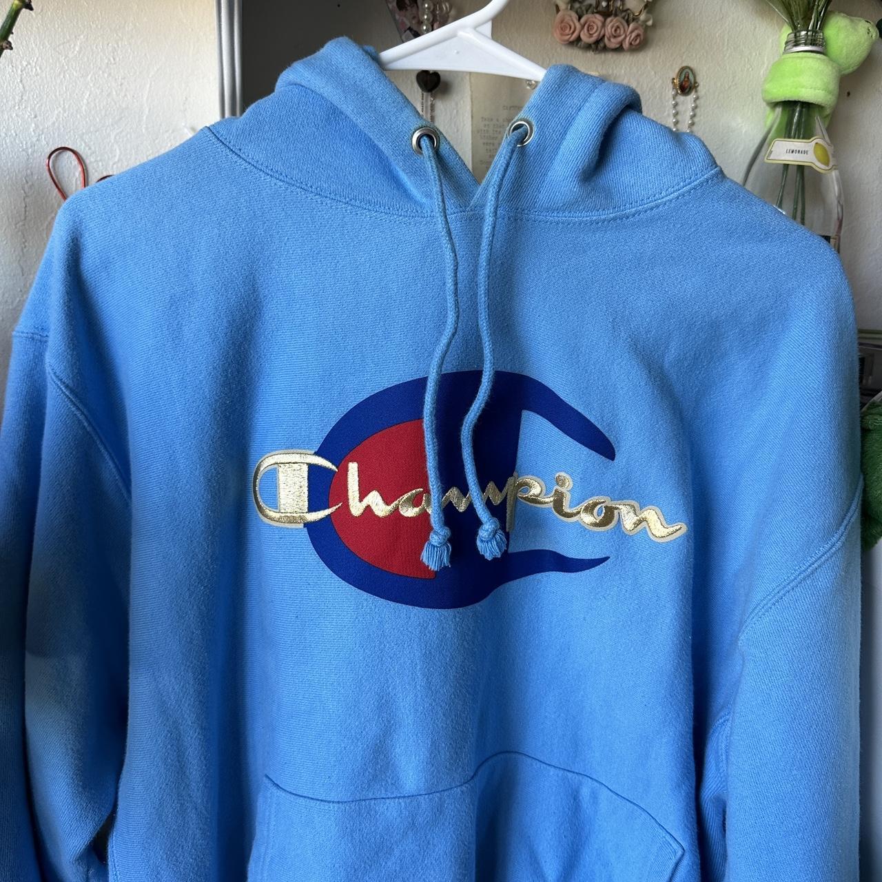 blue champion hoodie💙 💌 size large 💌 very much pre... | Depop