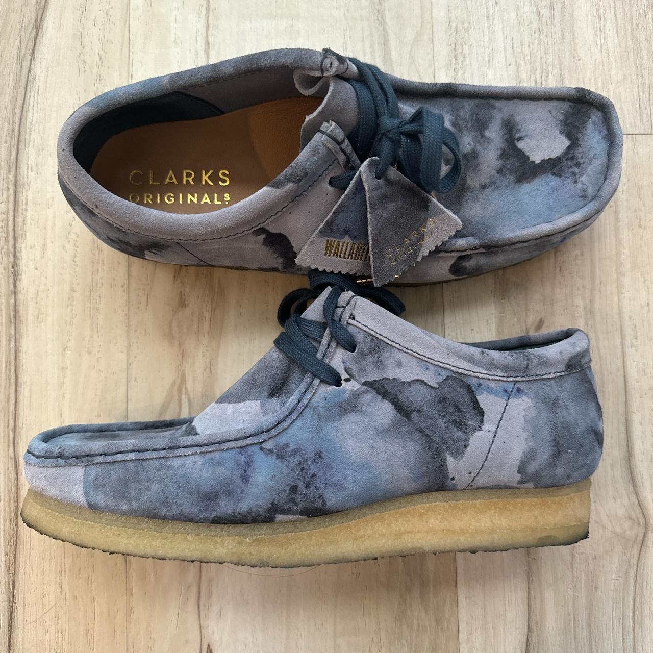 Clark’s Wallabee Oxford tie dye blue Size 9 - Depop
