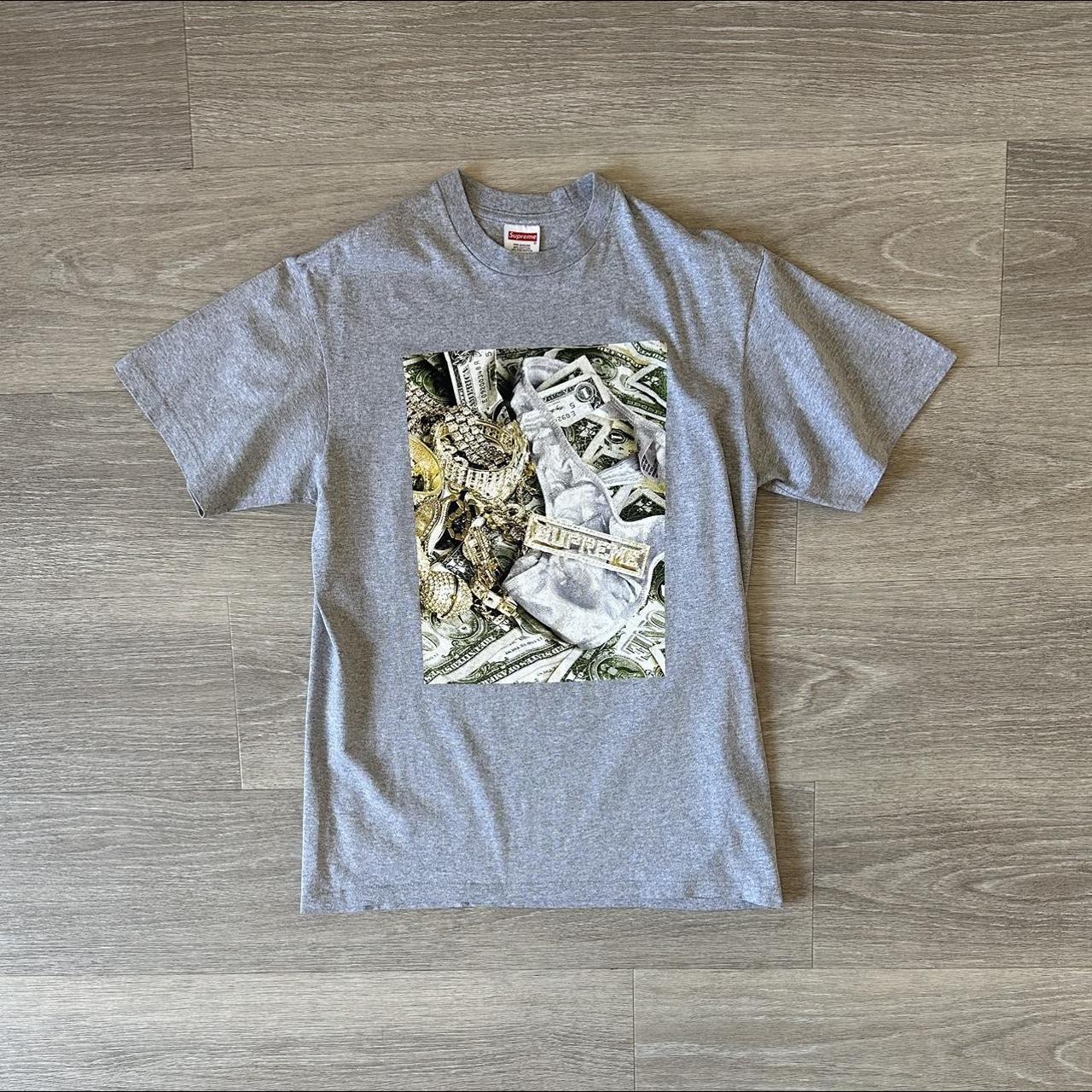 SUPREME TSHIRT Supreme grey money tee size small,... - Depop