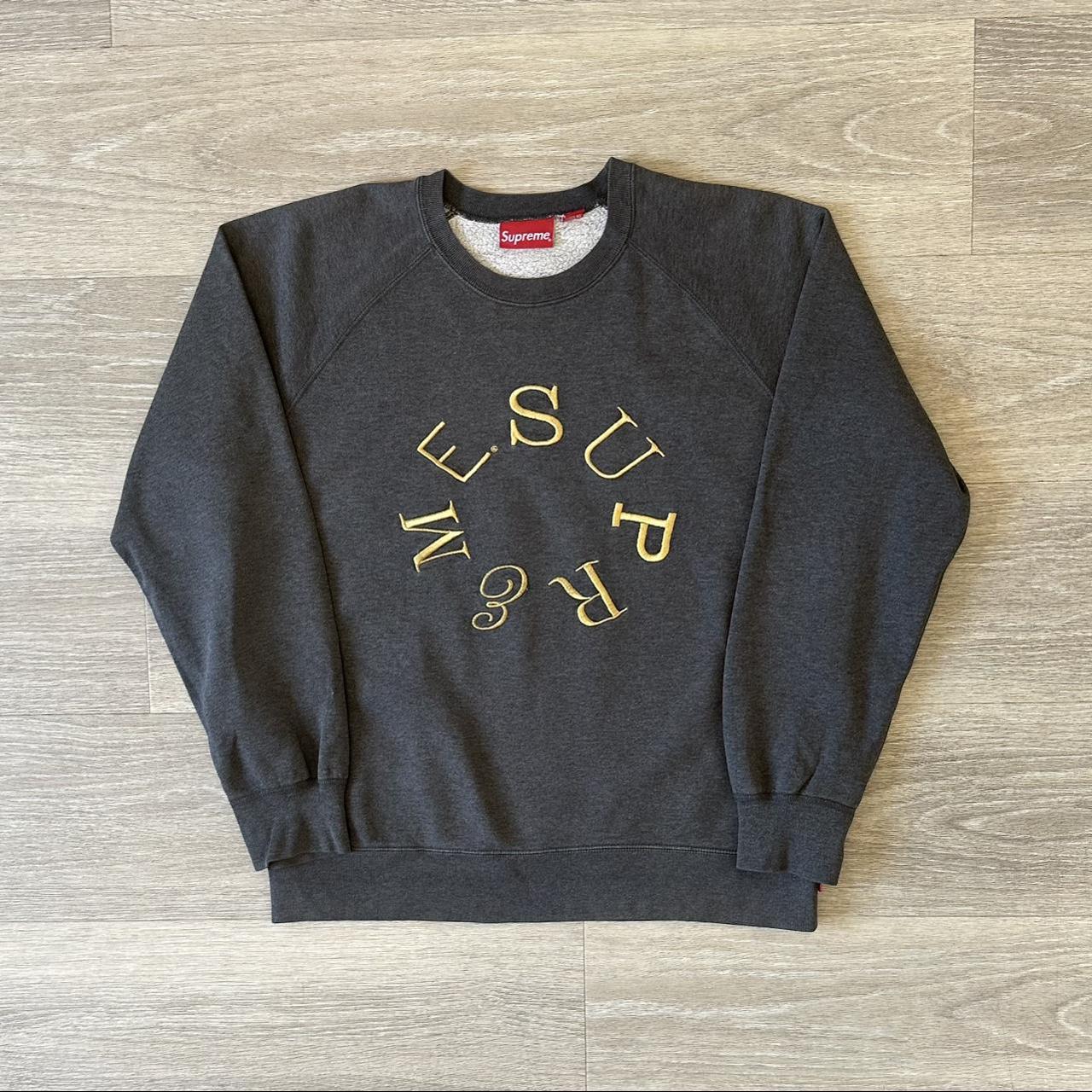 SUPREME JUMPER Supreme cursive logo circle crewneck... - Depop