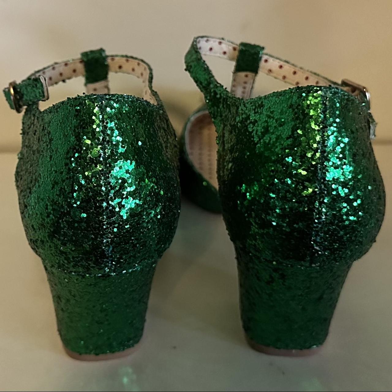 BAIT Robbie Sparkle Glitter Heels - Green - Size... - Depop