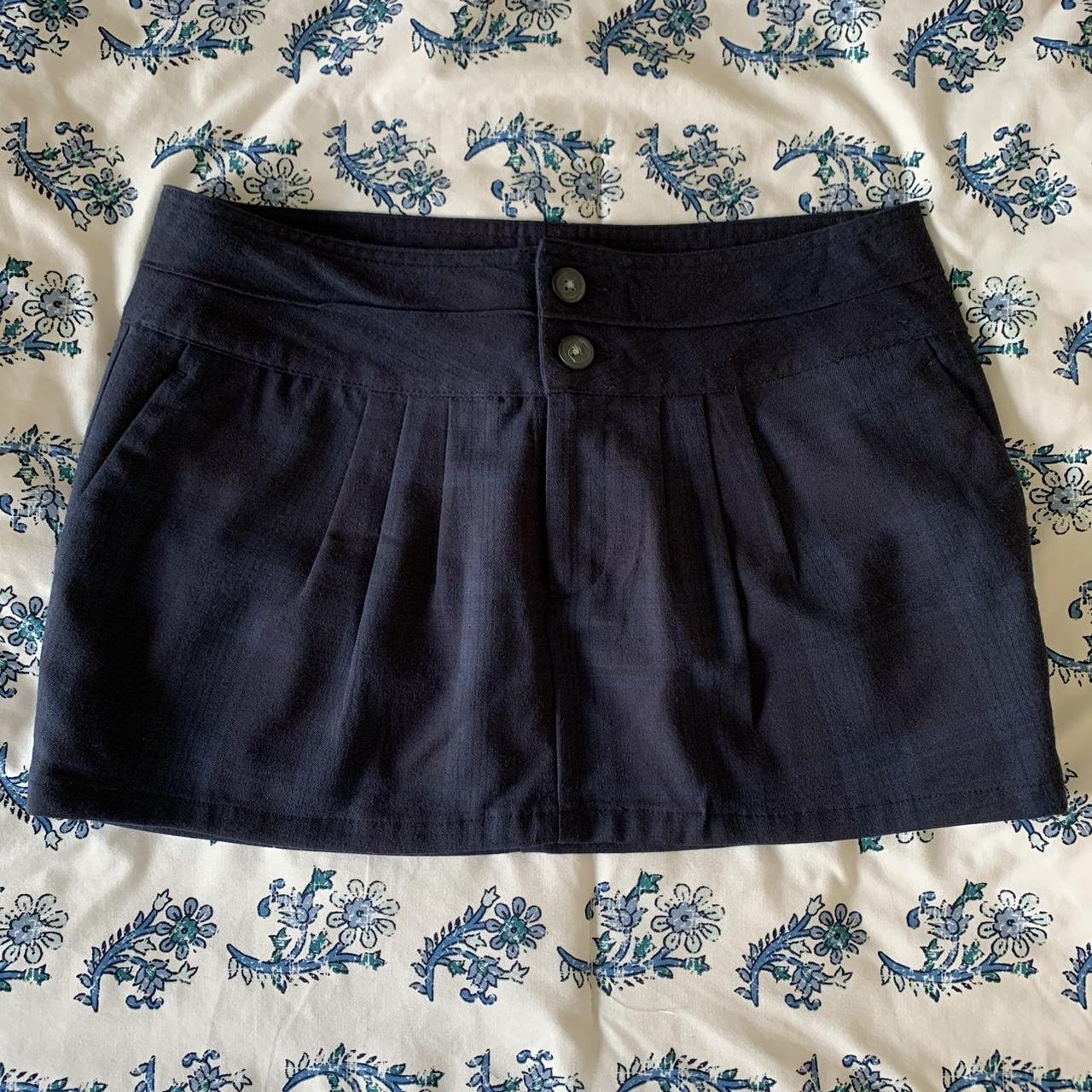 Preppy navy blue pleated mini skirt. Never worn... - Depop