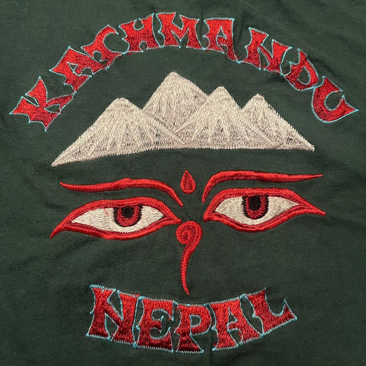 Vintage Kathmandu Nepal Green Tee Fits a size... - Depop