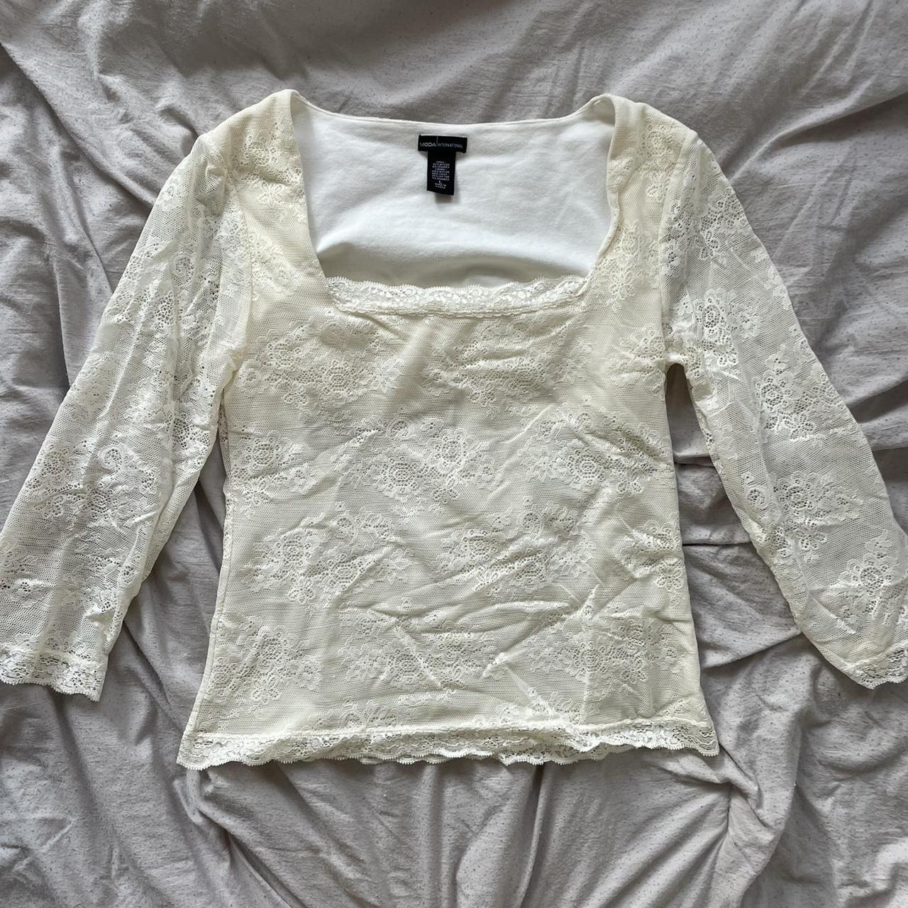 MODA INTERNATIONAL 🐰 Lacey white top I love this... - Depop