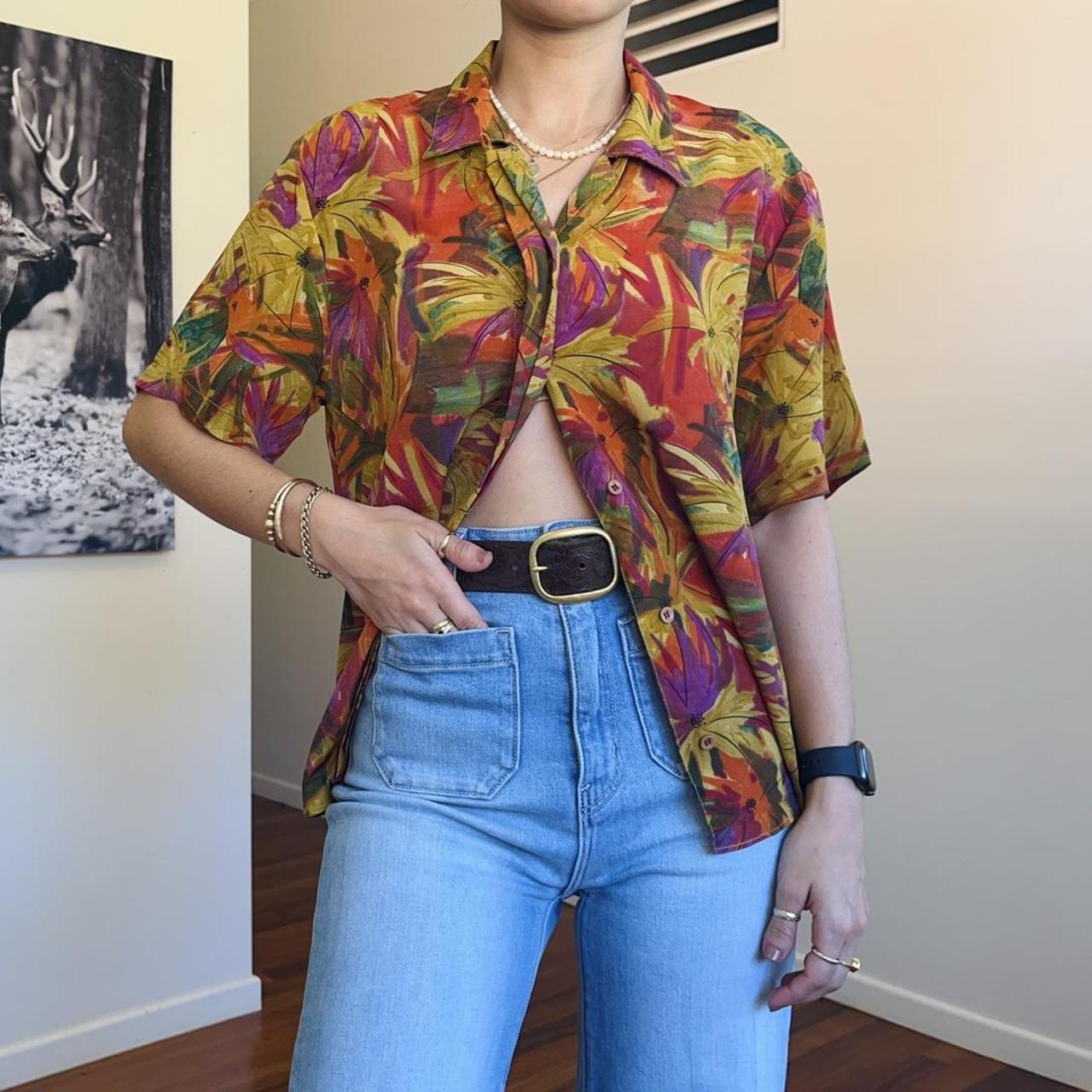 Vintage funky button up shirt. Size 10. Seen on a... - Depop