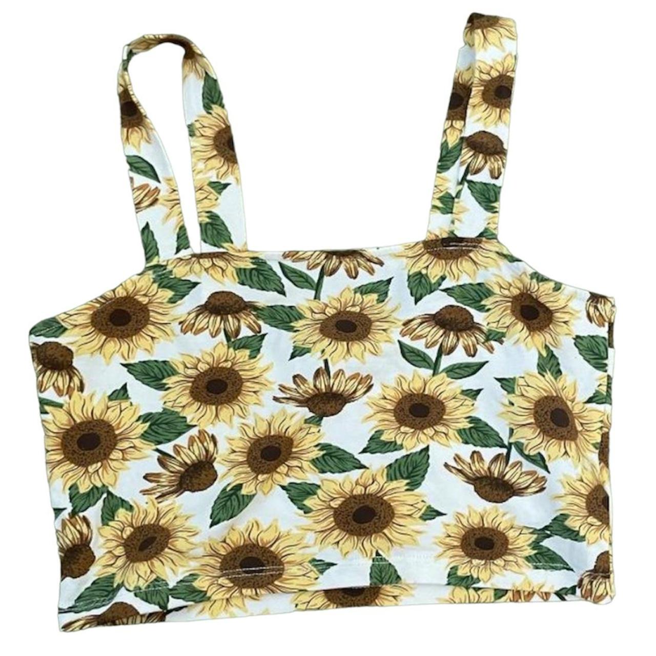 sunflower crop top 🌻 Monki brand from ASOS Size:... - Depop