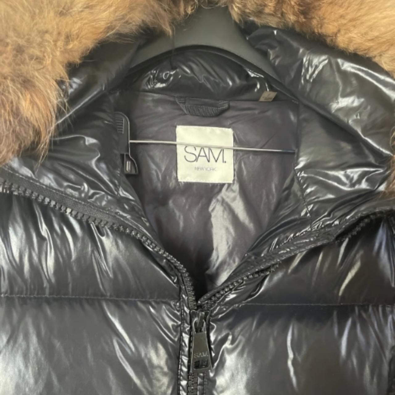 SAM down Jacket real fur hood Preowned great... - Depop