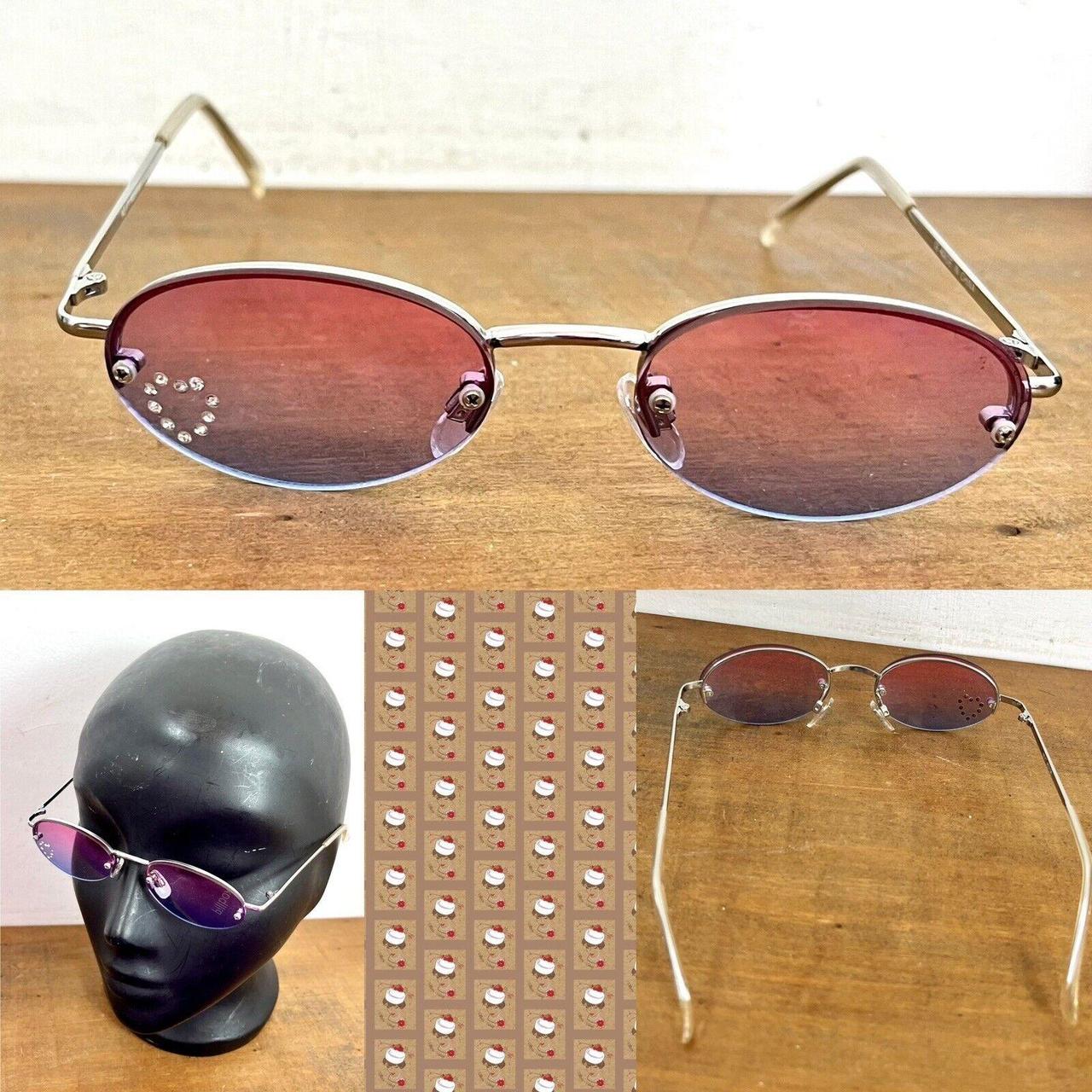 Y2k Next Frameless Pink Purple Lens Heart Diamonte Depop