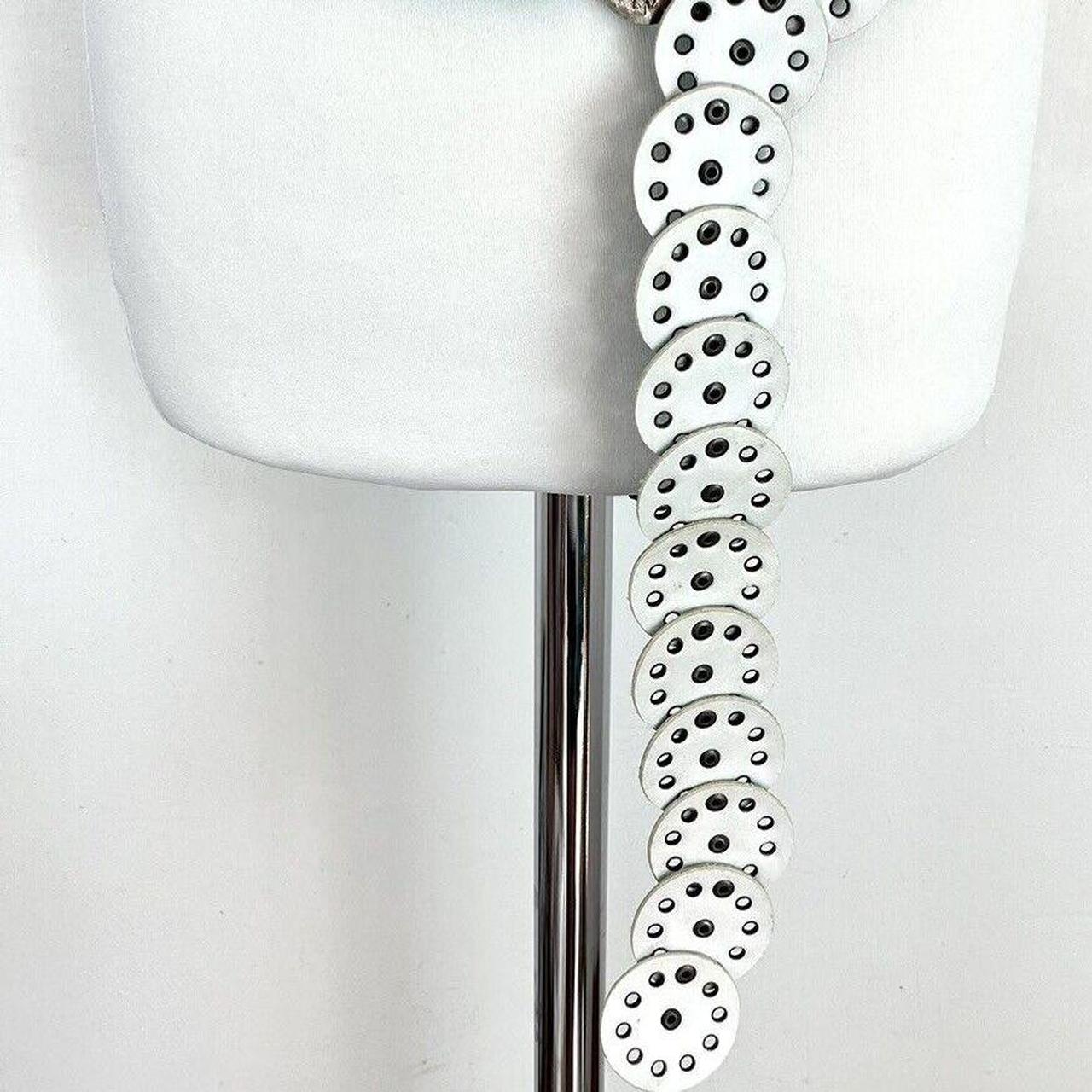 Vintage Y2K Leather Disc Circle Belt Blue White Boho... - Depop