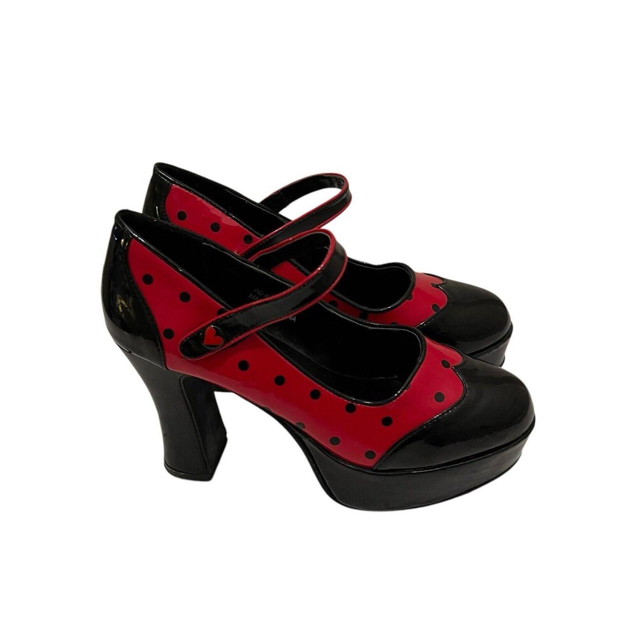 Funtasma Rockabilly Mary Jane Polka Dot Ladybug Red... - Depop