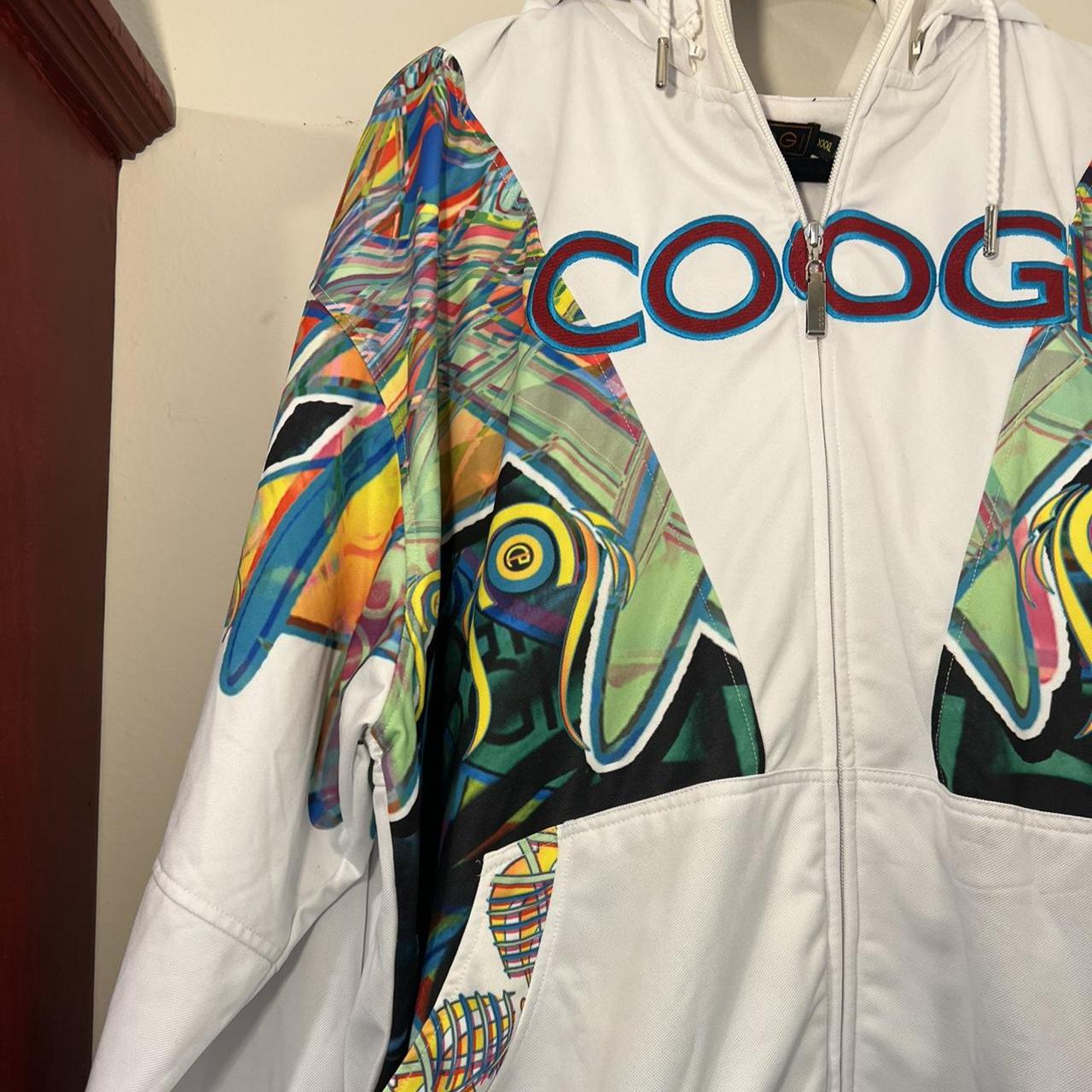 Vintage y2k COOGI white colorful graffiti zip up... - Depop