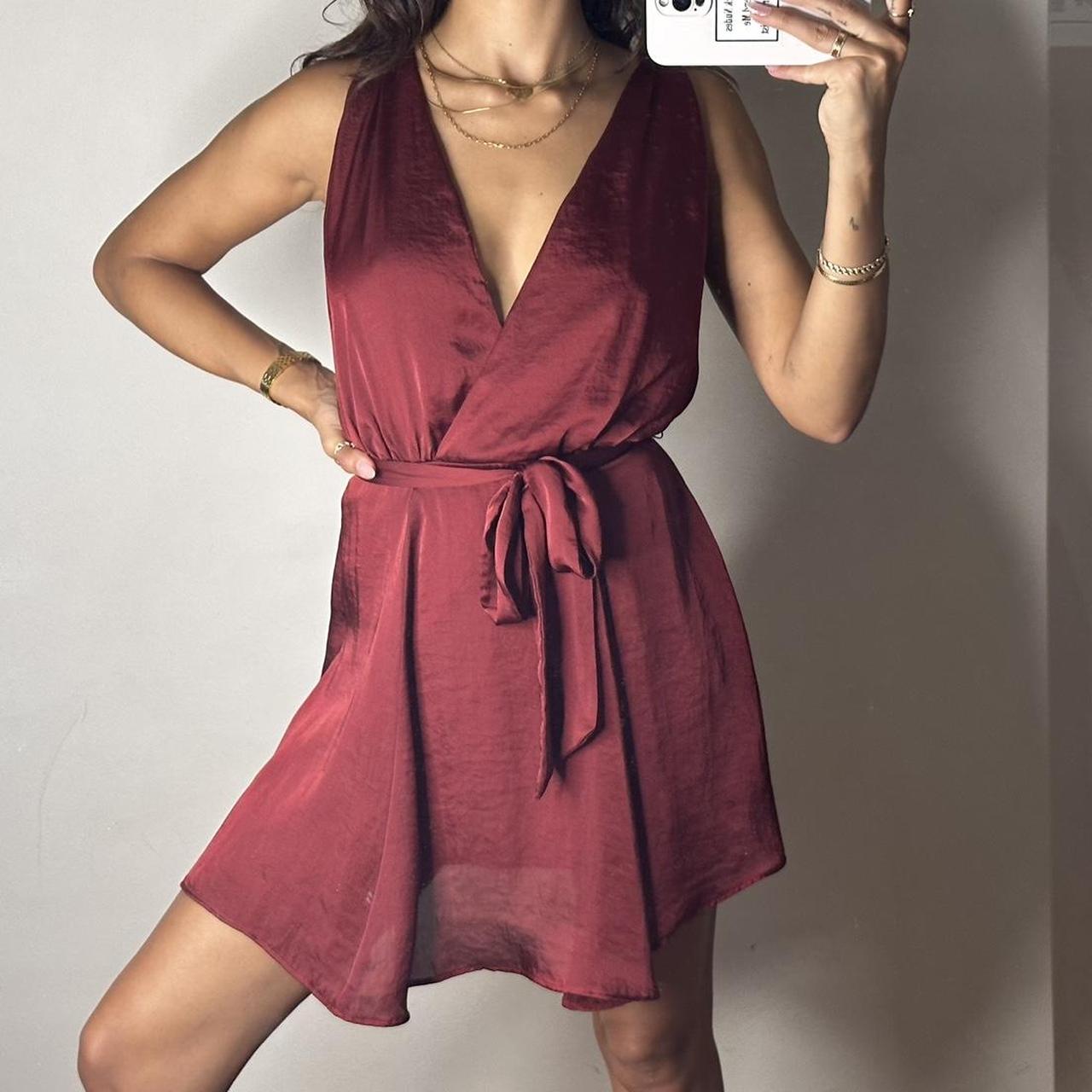 Show me your Mumu red silky dress. Marked as an Xs... - Depop