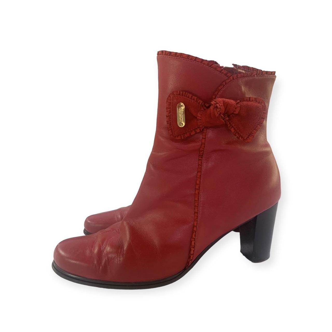 Vintage Red Leather Boots Stunning genuine red... - Depop