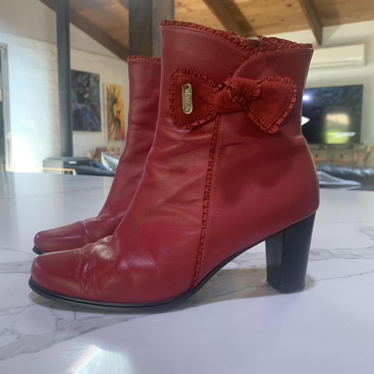 Vintage Red Leather Boots Stunning genuine red... - Depop