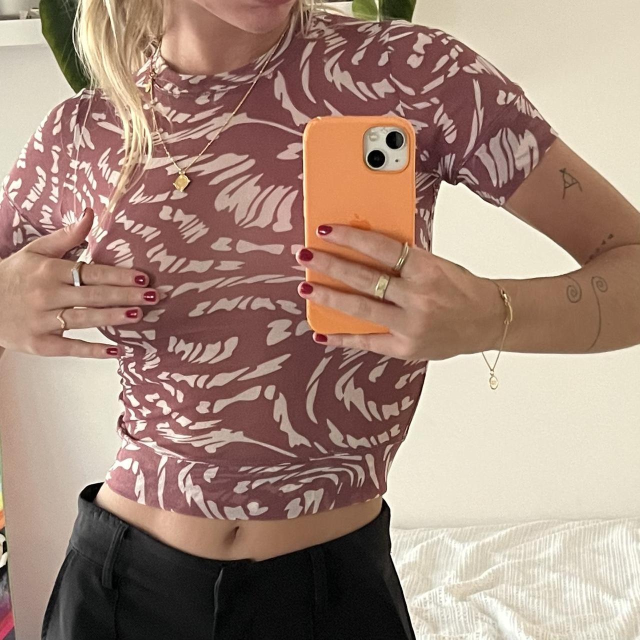 skims mesh tee worn once perf condition size xxs... - Depop