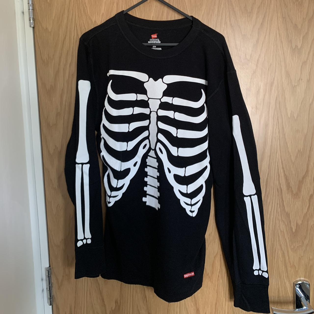 Supreme bones skeleton Hanes thermal longsleeve... - Depop