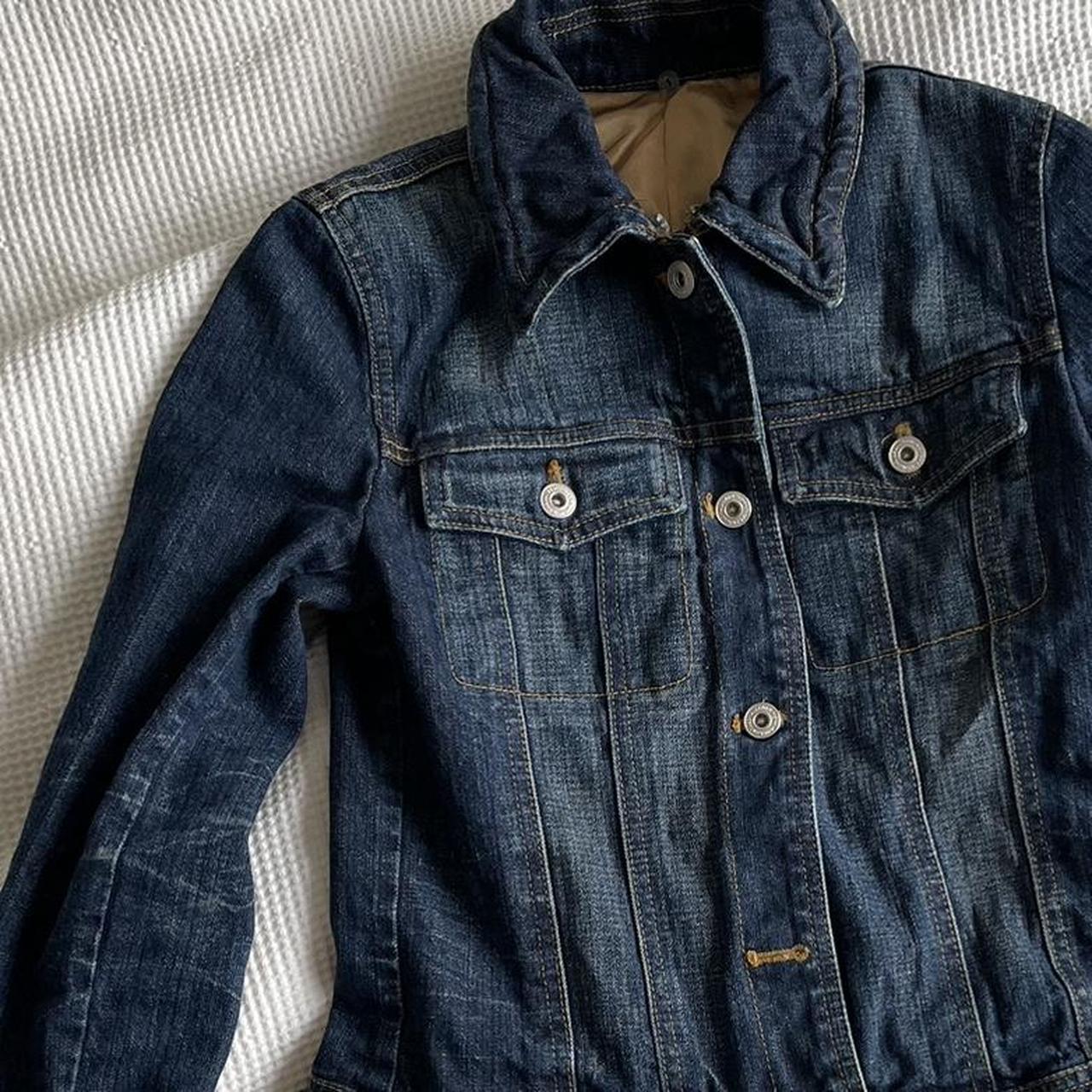 Dark wash deep blue vintage denim Jacket with silver... - Depop