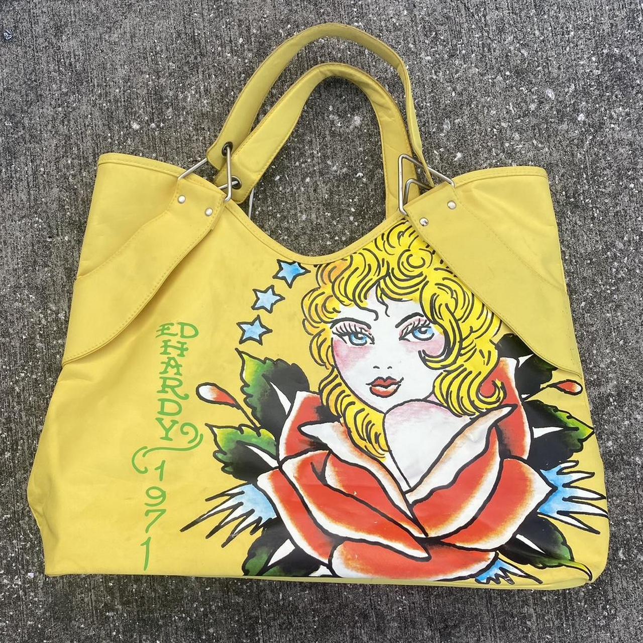 Ed Hardy Blonde Bombshell Yellow Large Bag Some... - Depop