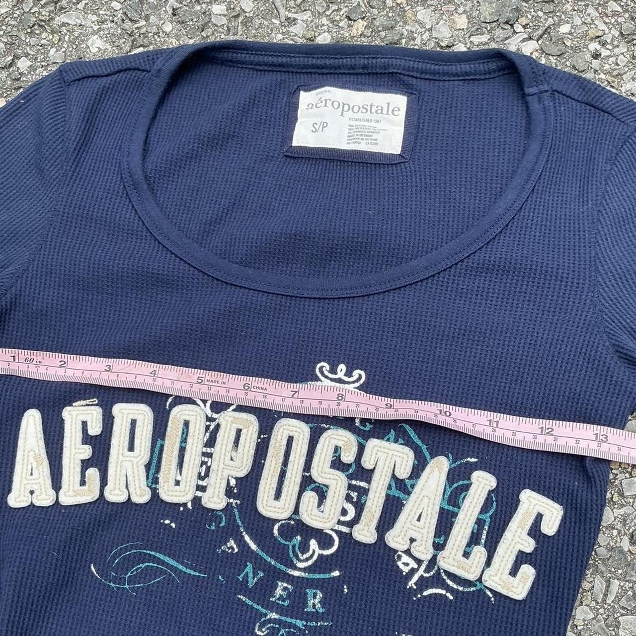 Vintage Y2K Aeropostale Longsleeve Navy White Top... - Depop