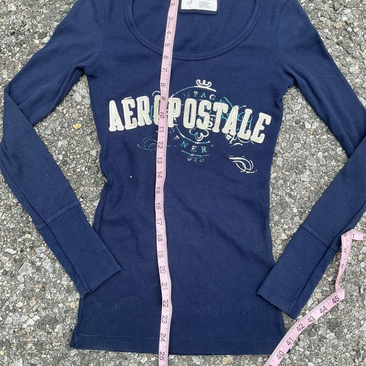 Vintage Y2K Aeropostale Longsleeve Navy White Top... - Depop
