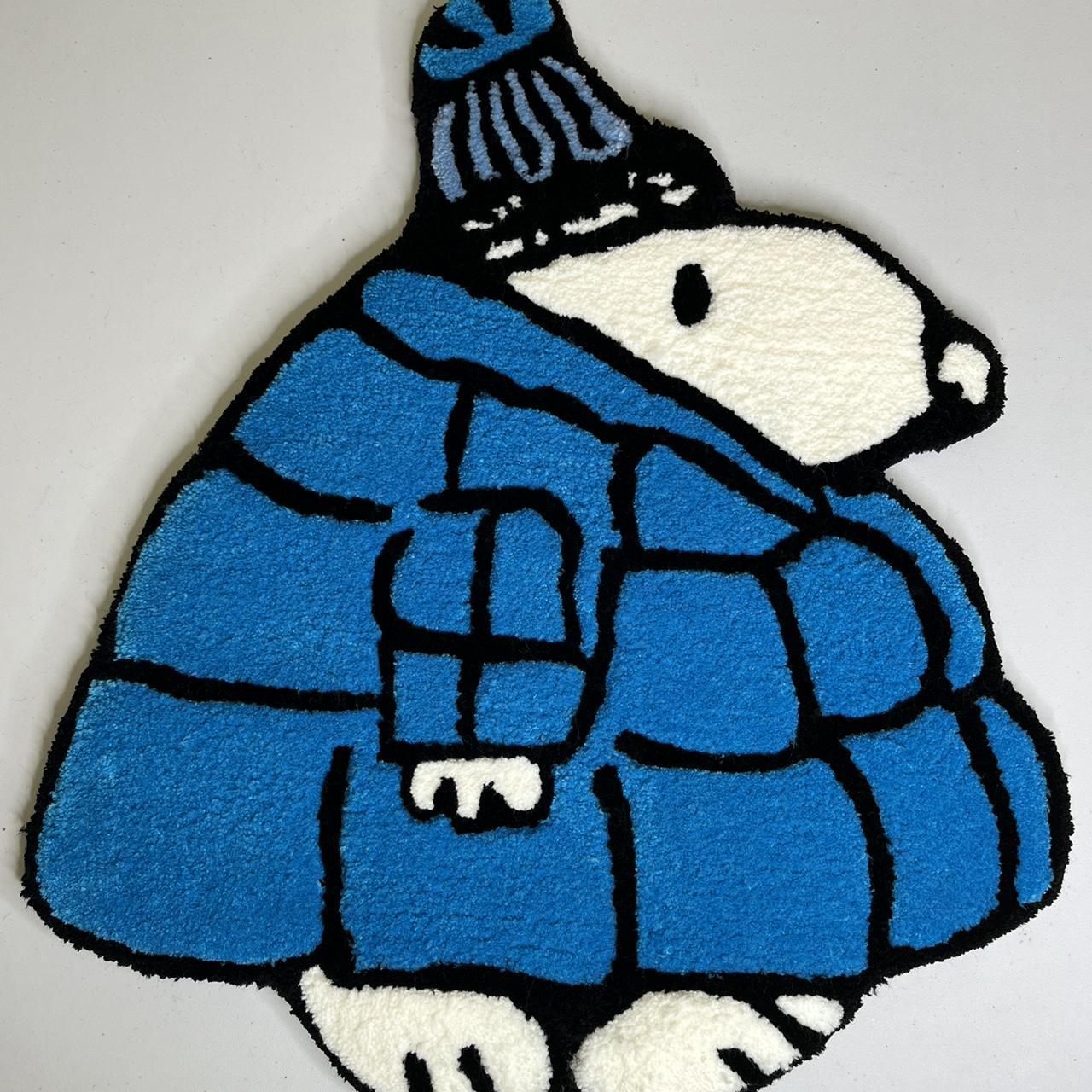 Blue puffer snoopy rug. Handmade rug with 100%... - Depop
