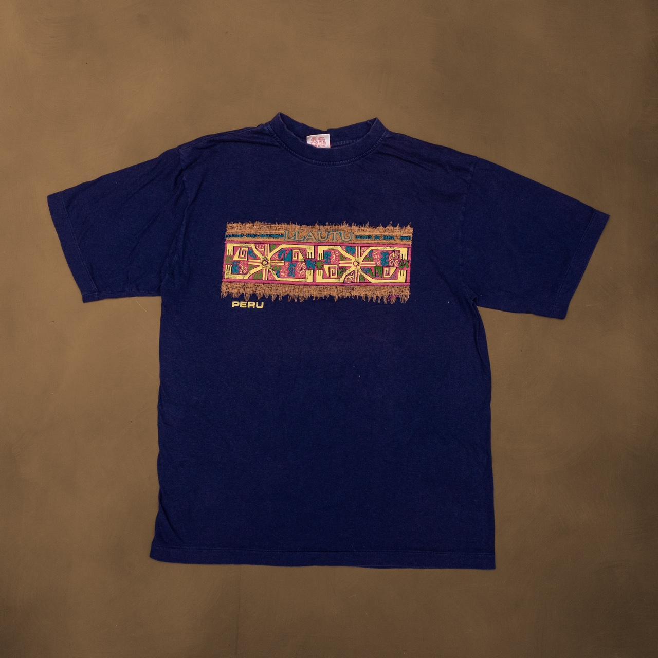 Vintage 90's Llautu Peru Graphic Single Stitch Tee.... - Depop