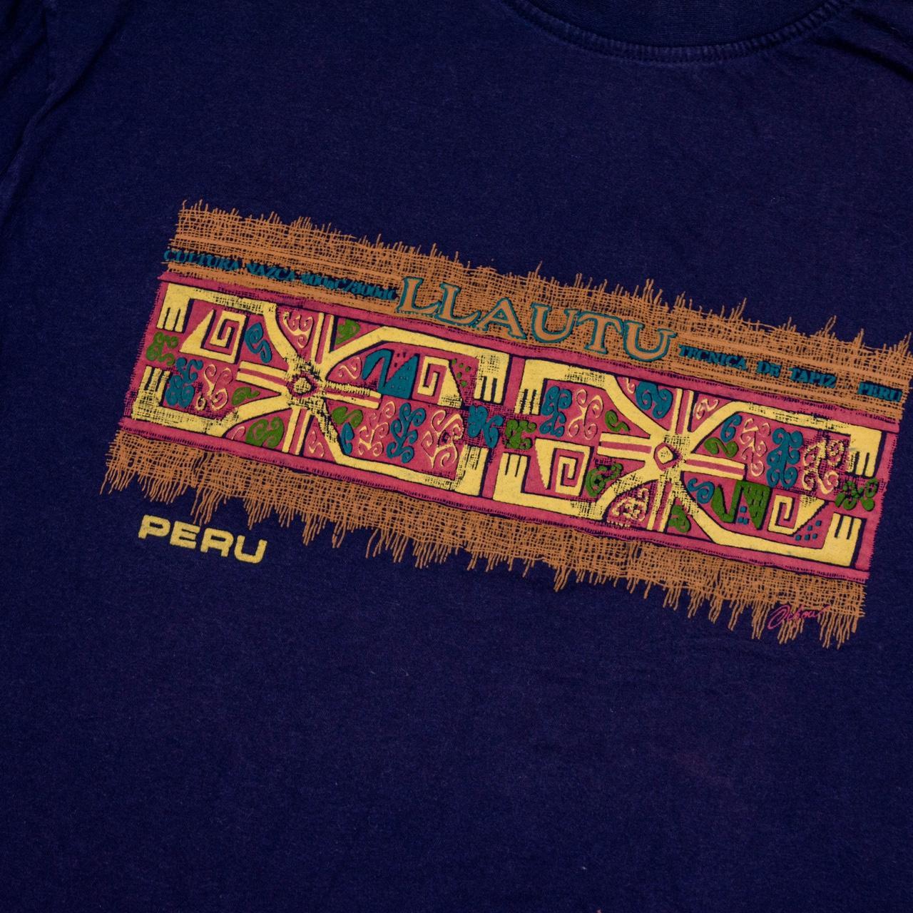 Vintage 90's Llautu Peru Graphic Single Stitch Tee.... - Depop
