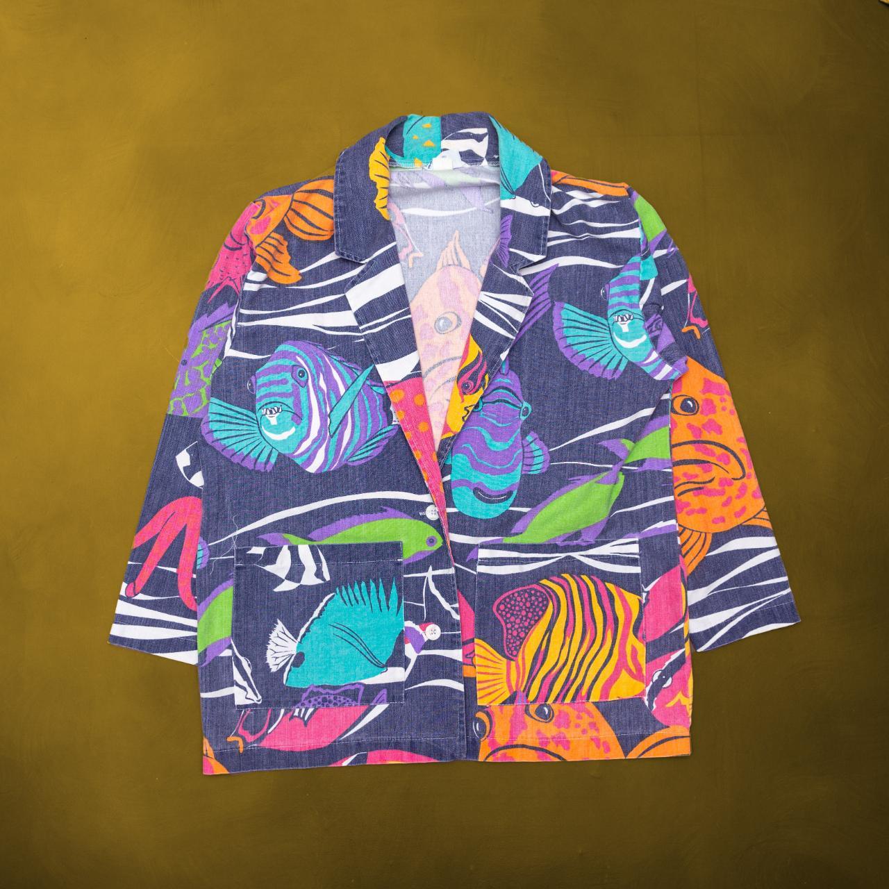 Vintage 90's 80's Michigan Rag Co. All Over Fish... - Depop