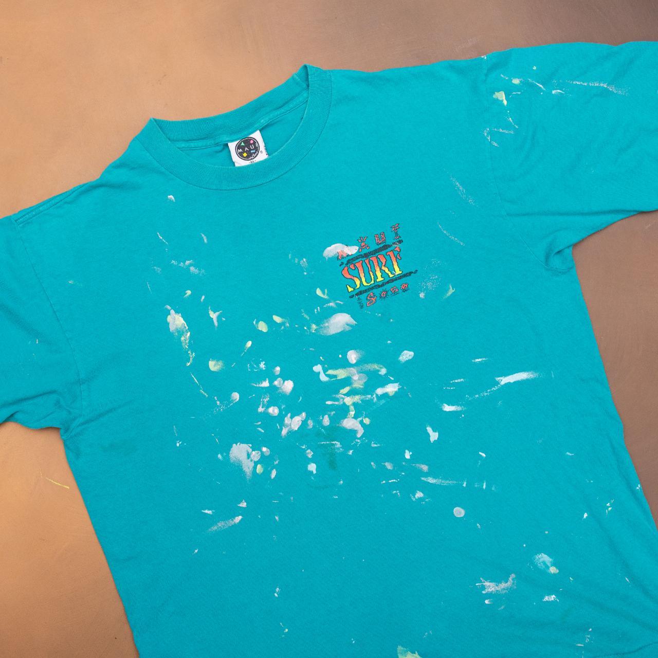 Maui Surf Paint Splatter Single Stitch Graphic Tee.... - Depop