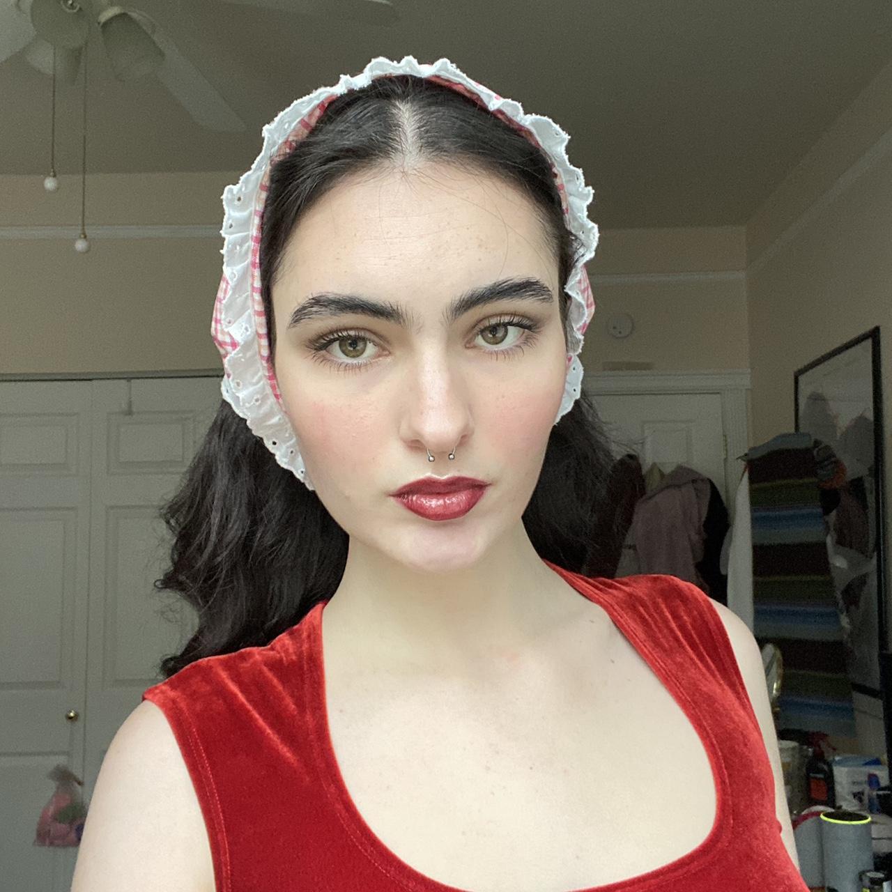 Lacey trim plaid bonnet hand made by me! Live out... | Depop