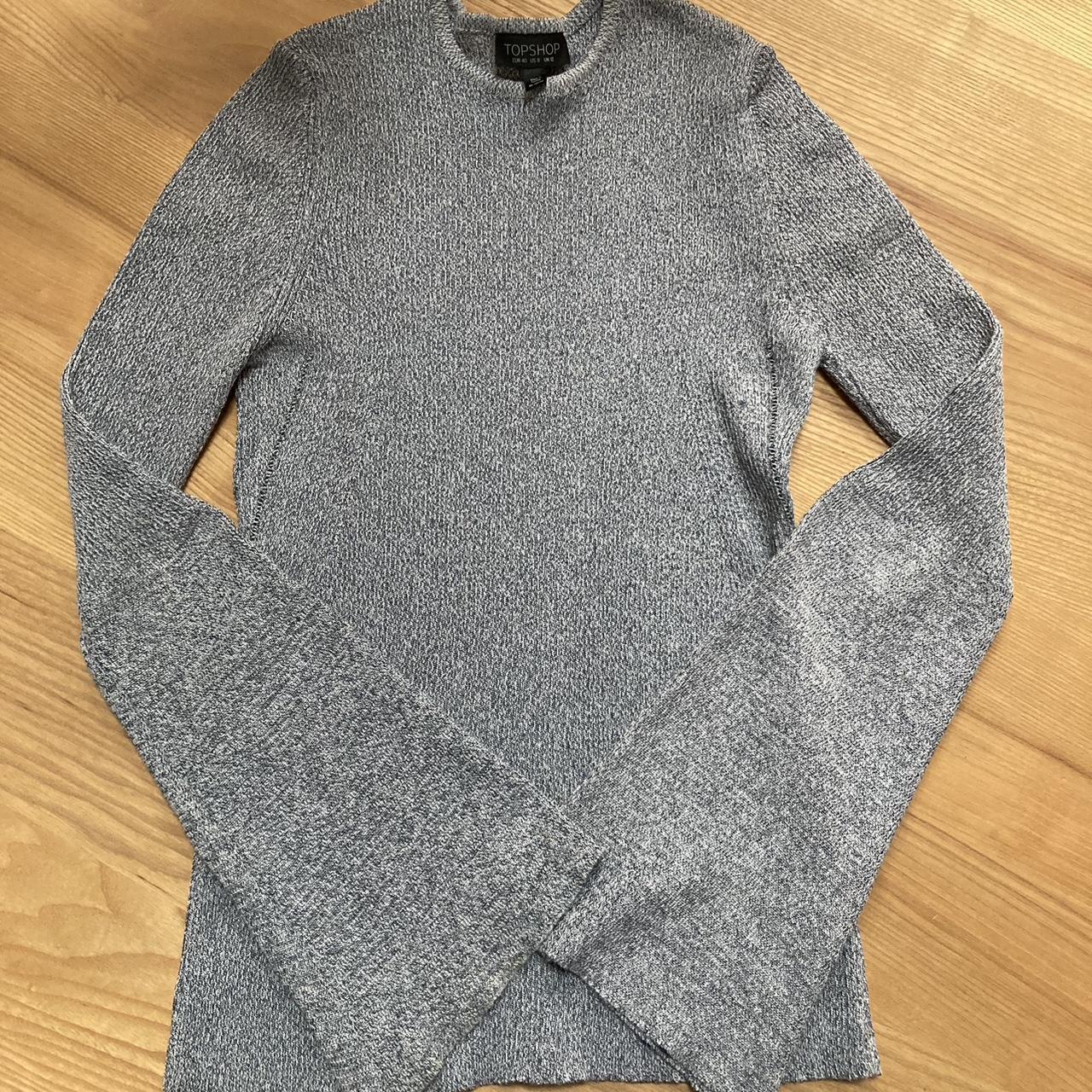 TOPSHOP LIGHT GREY KNIT TOP - FLARED SLEEVES -... - Depop