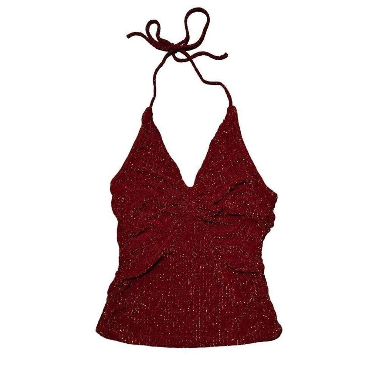 Y2k 2000s red glitter halter top Gorgeous red... - Depop
