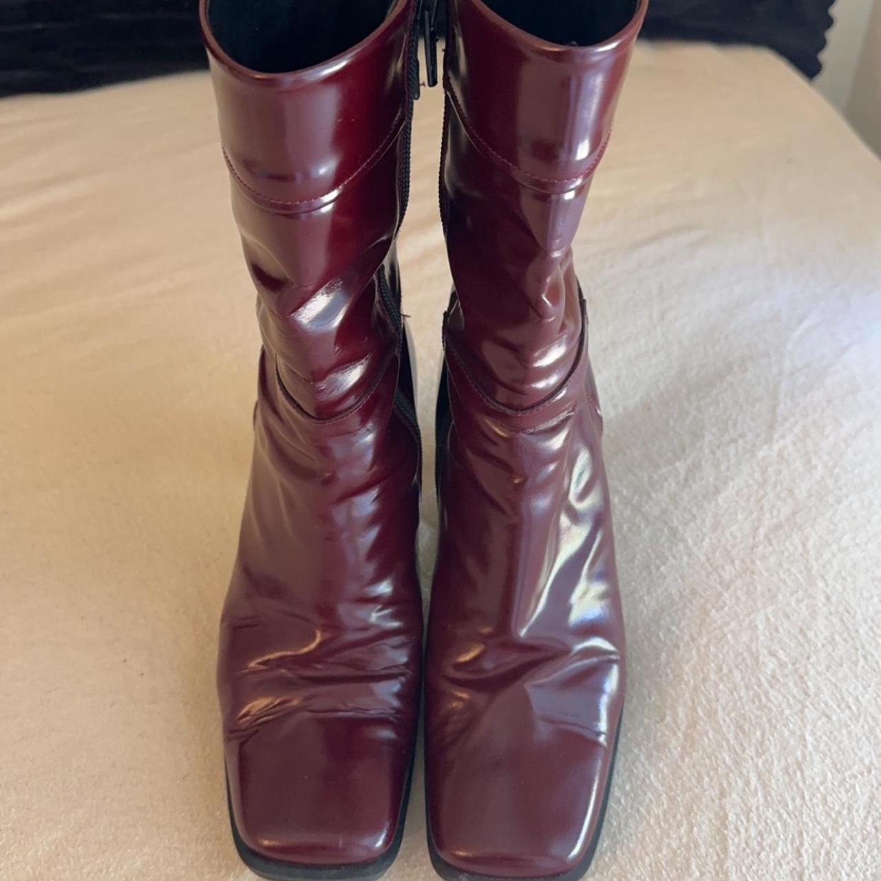 Vintage dark red leather BEBE BOOTS size 6 1/2.... - Depop