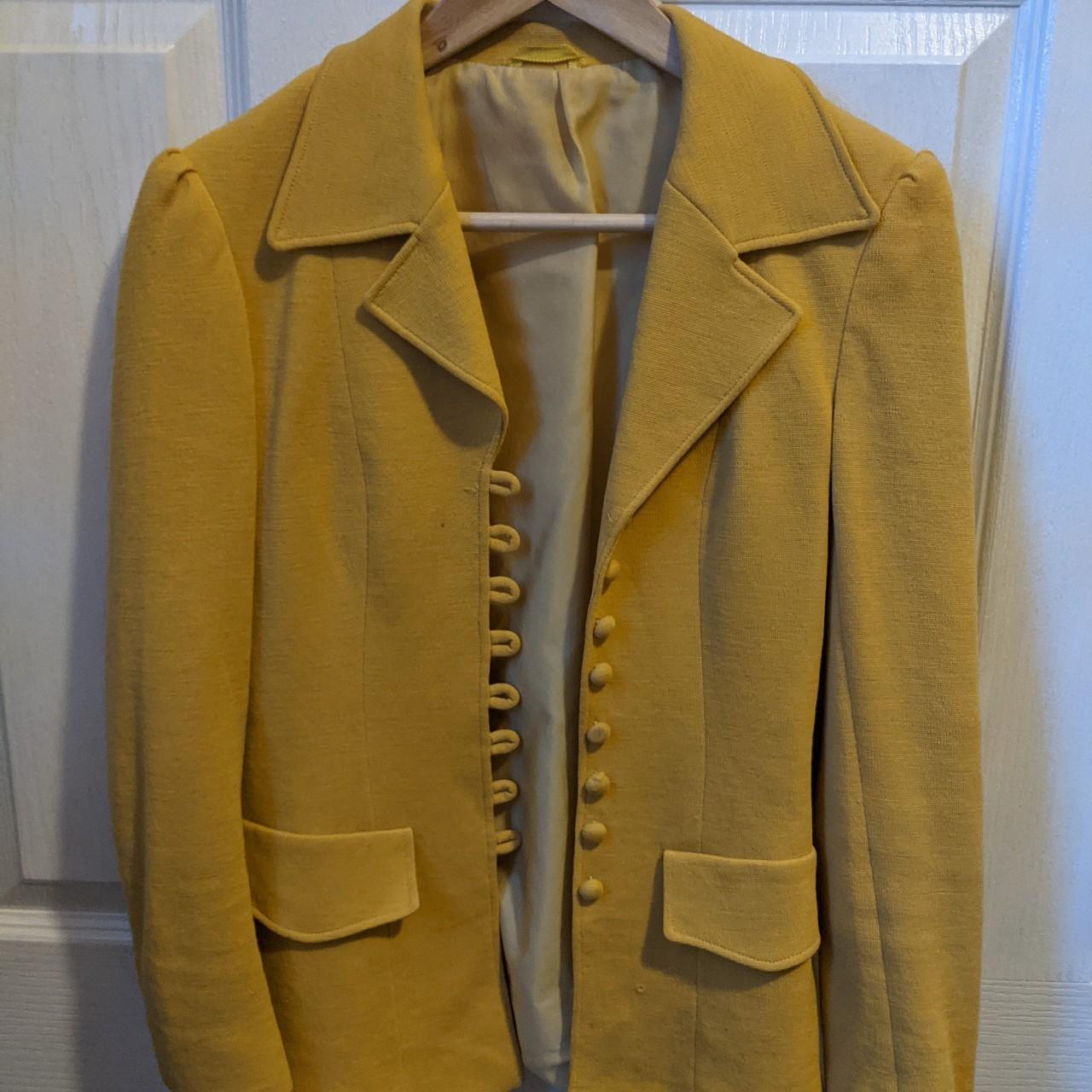 Gorgeous fitted button up yellow wool jacket - used... - Depop