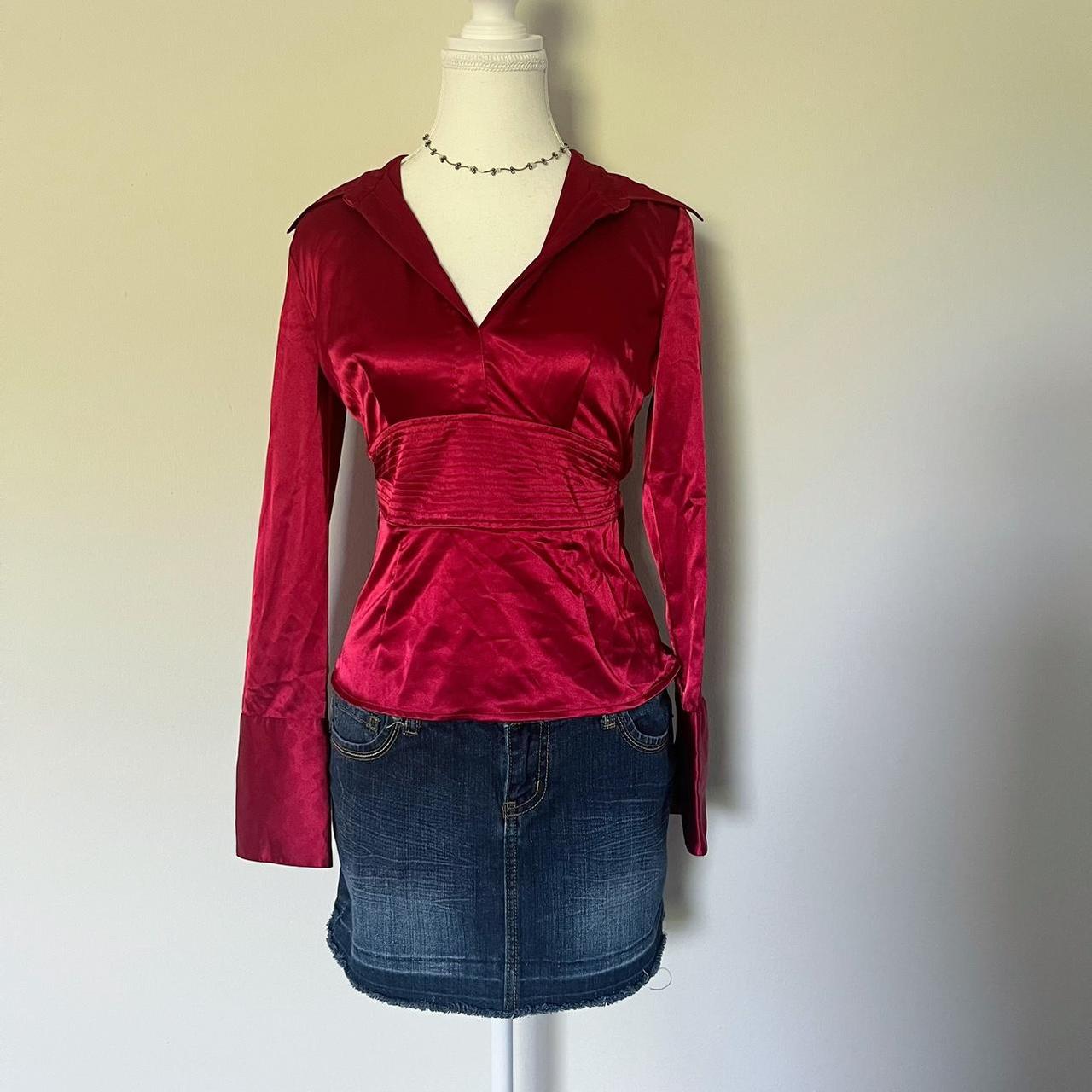 Y2K chic sexy red silky office siren downtown girl... - Depop