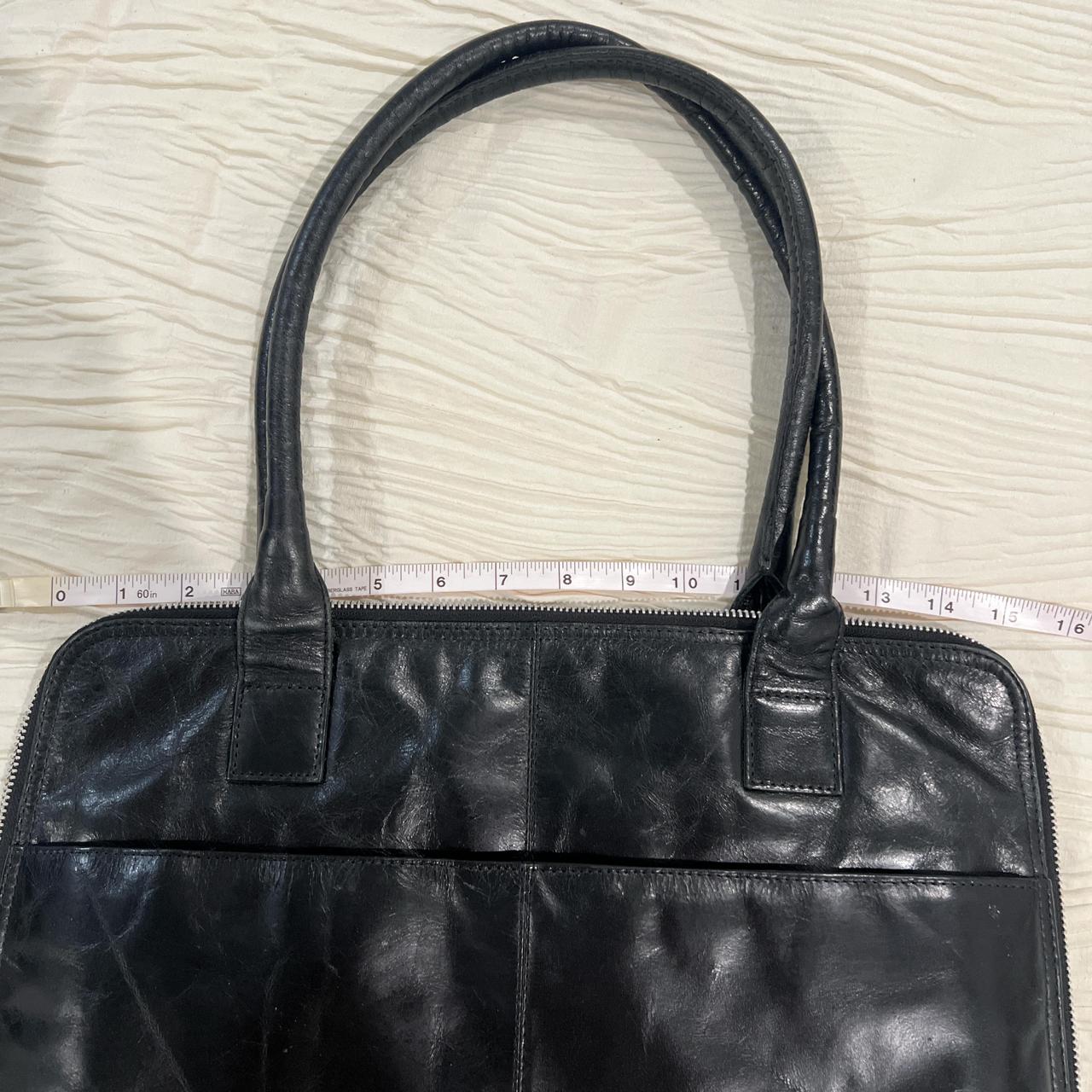Latico black leather laptop, bag with silver... - Depop