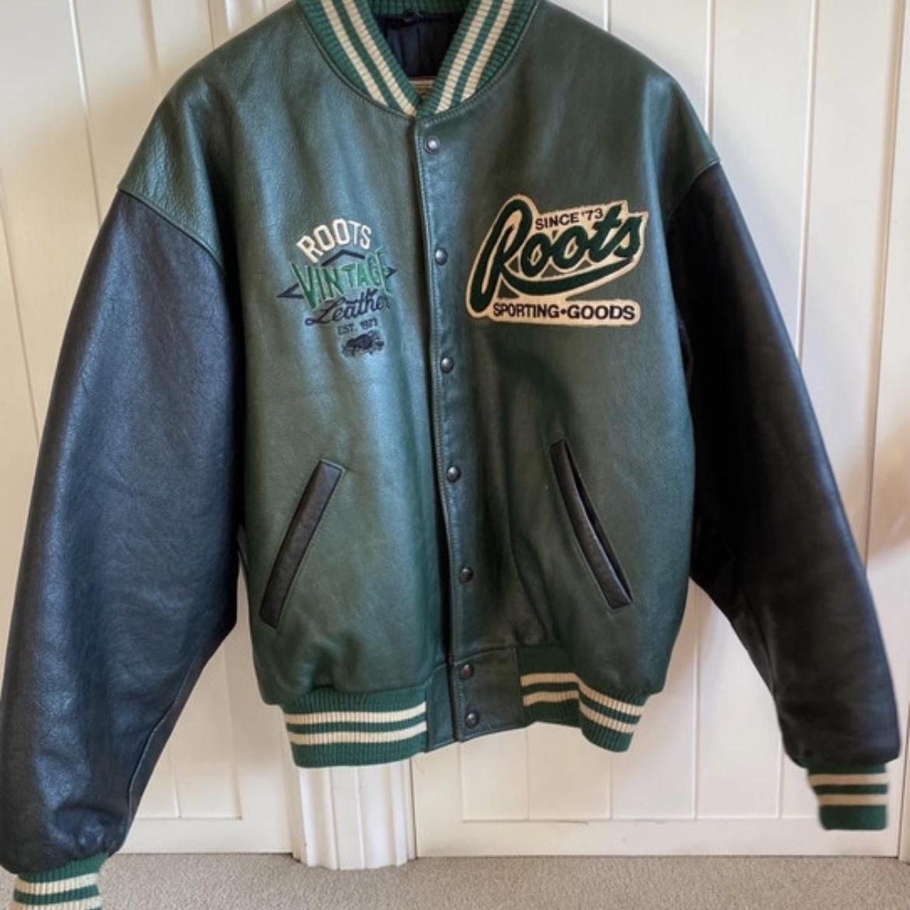 Authentic leather vintage bomber jacket Real... - Depop
