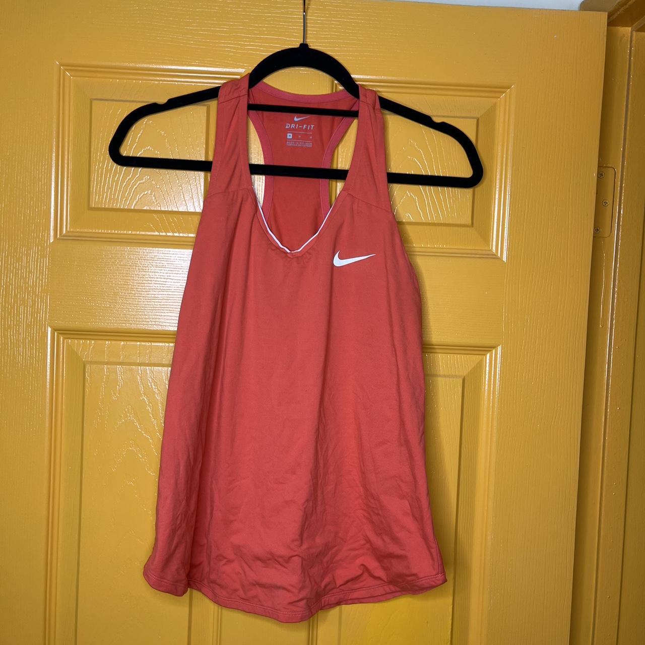 NIKE red racer back workout top - built in bra - Depop